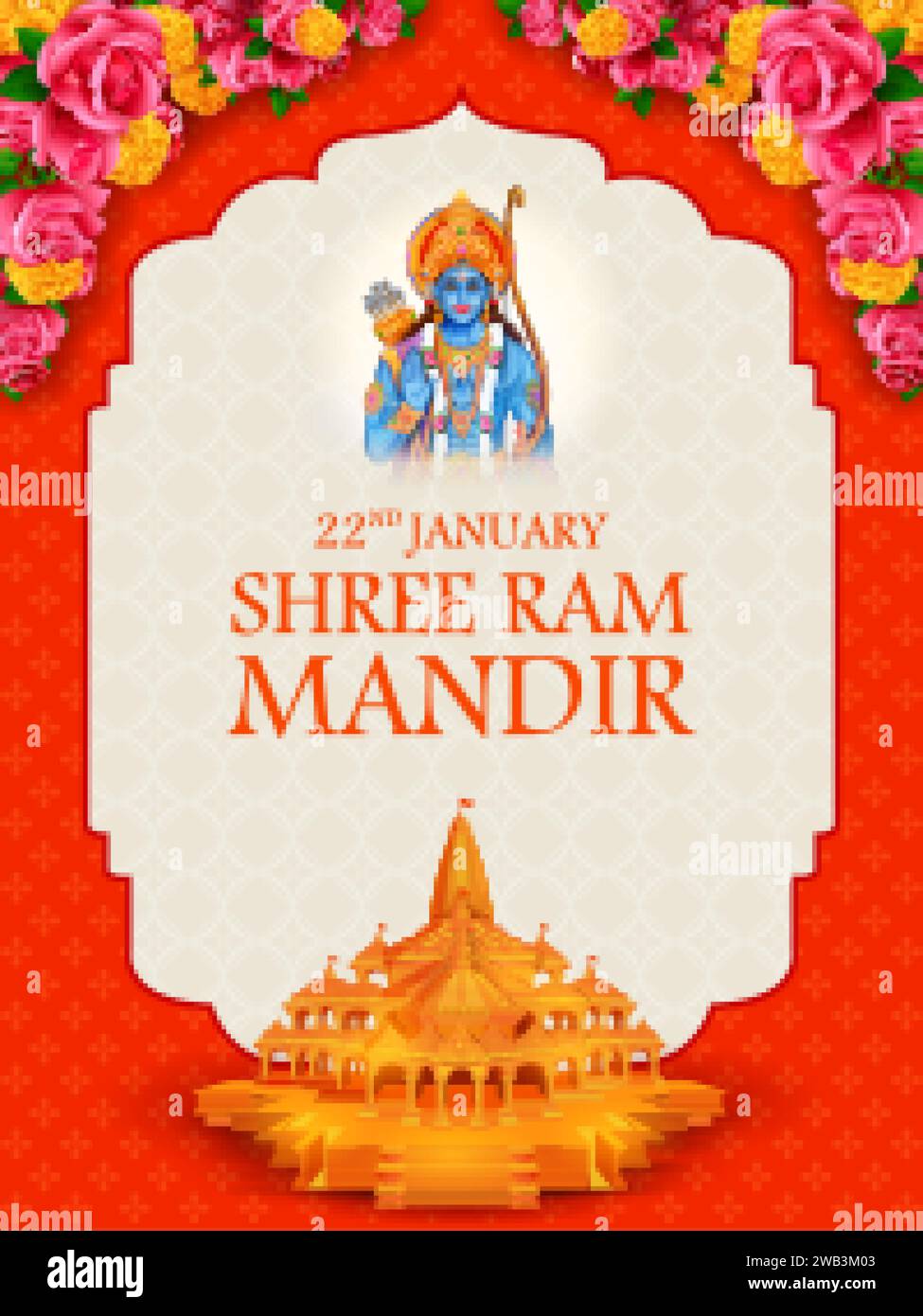 Illustrazione del background religioso di Shri RAM Janmbhoomi Teerth ...