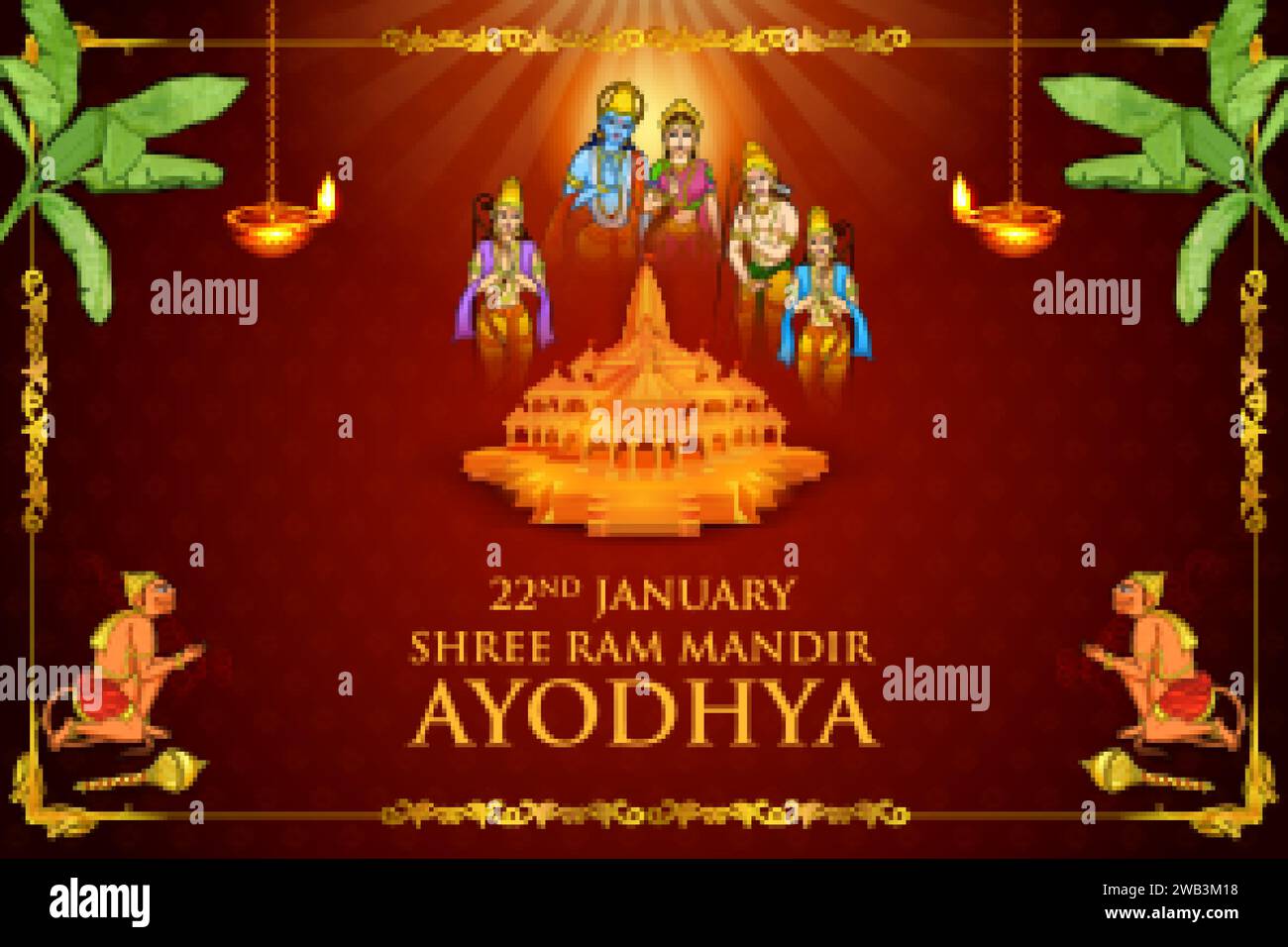 Illustrazione del background religioso di Shri RAM Janmbhoomi Teerth ...