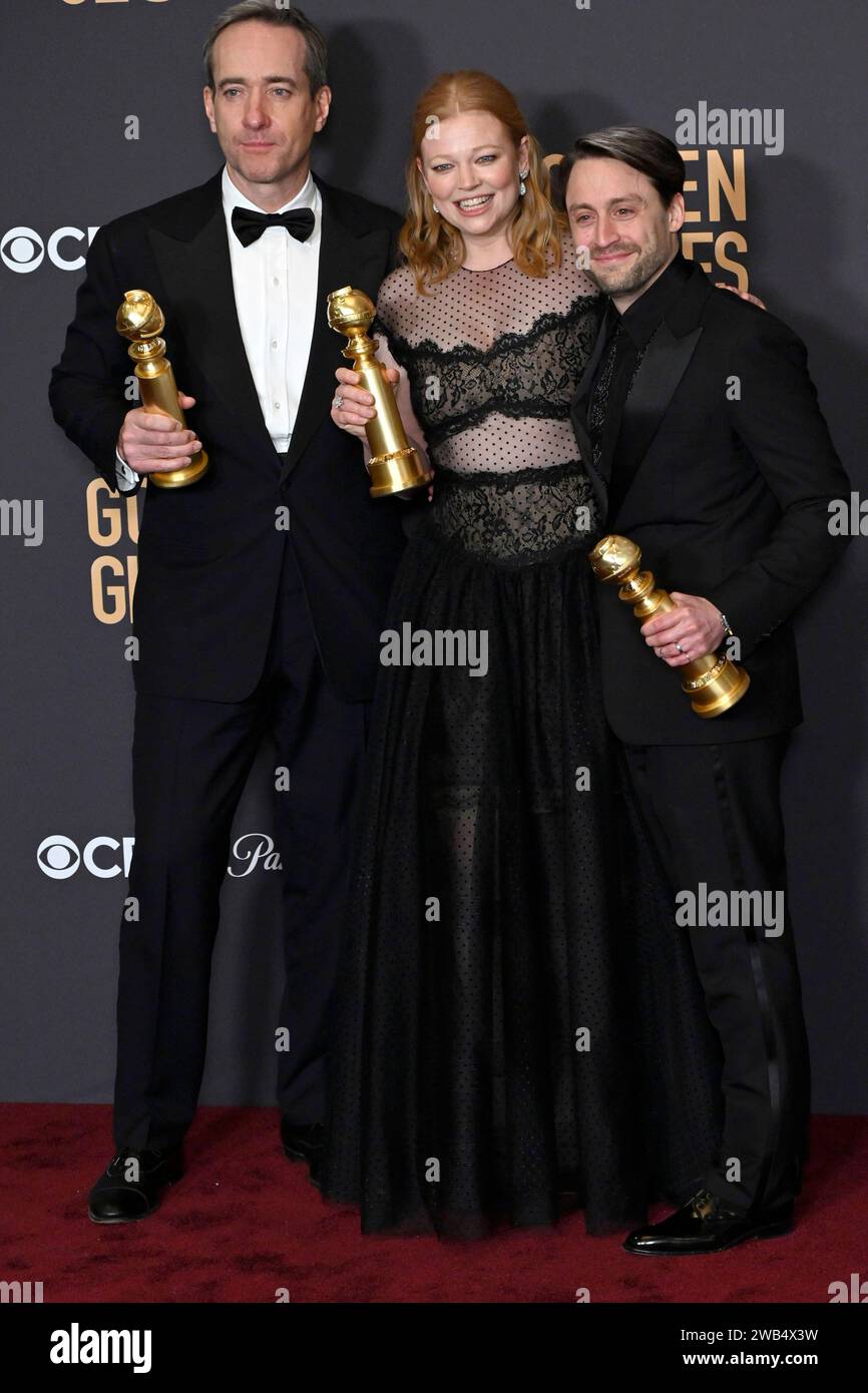 Matthew Macfadyen, Sarah Snook und Kieran Culkin mit den Preisen, für ...
