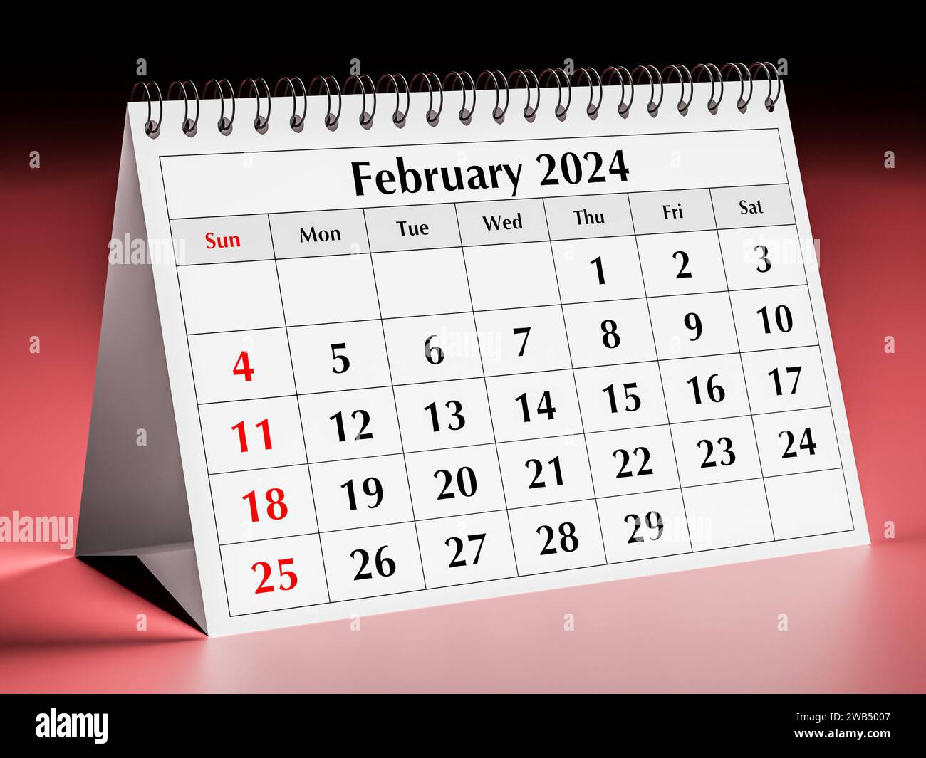 Calendario di febbraio 2024. Una pagina del calendario mensile annuale ...