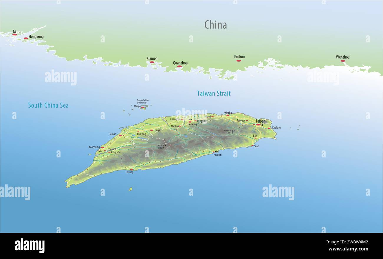 Taiwan mappa 3d Immagini Vettoriali Stock - Alamy