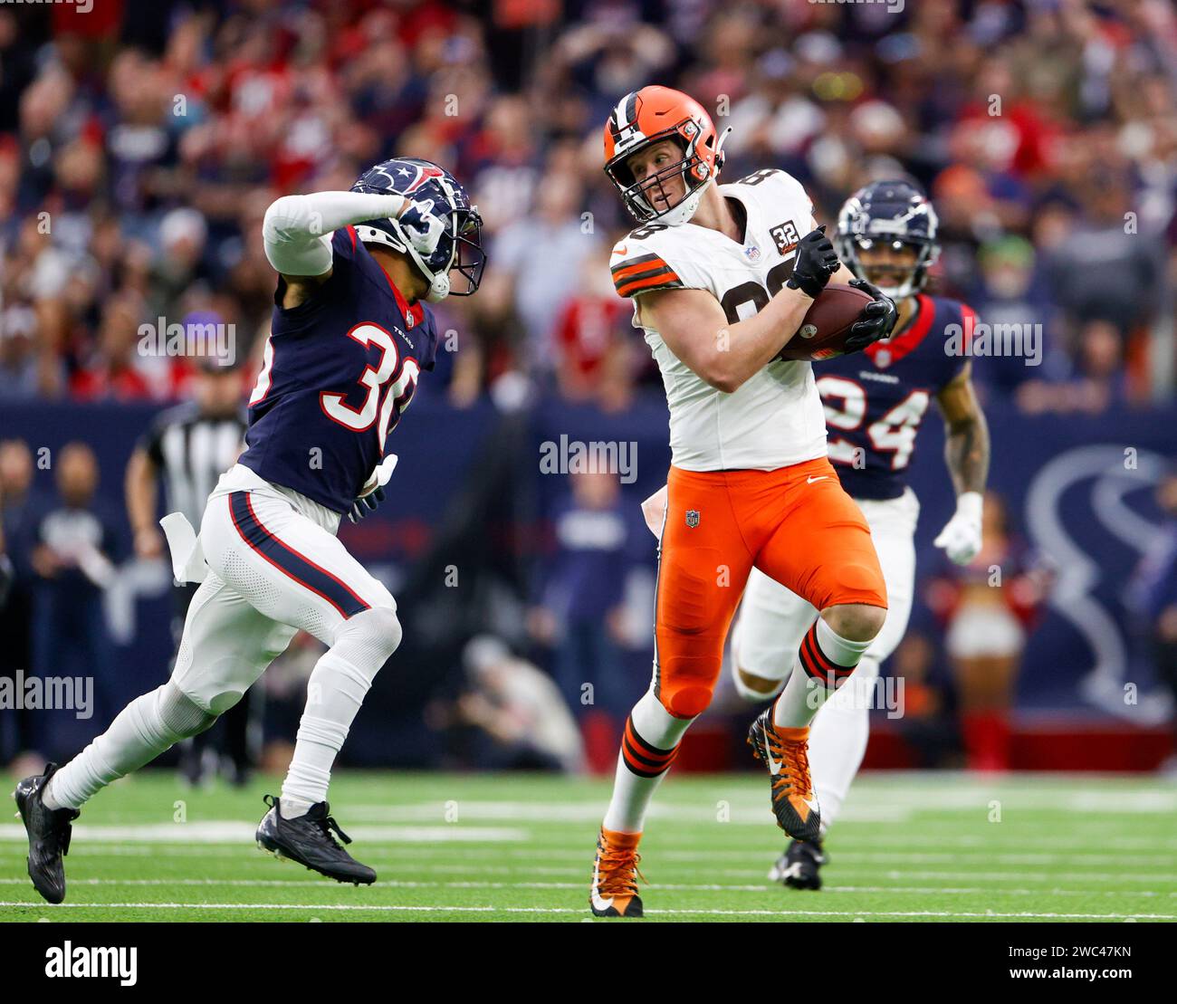 13 gennaio 2024: Il tight end dei Browns Harrison Bryant (88) porta il ...