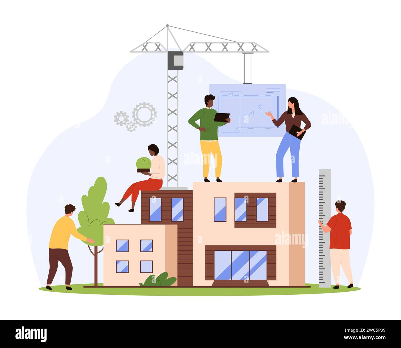 Costruzione di residenza personale e casa secondo il progetto. Team di ...