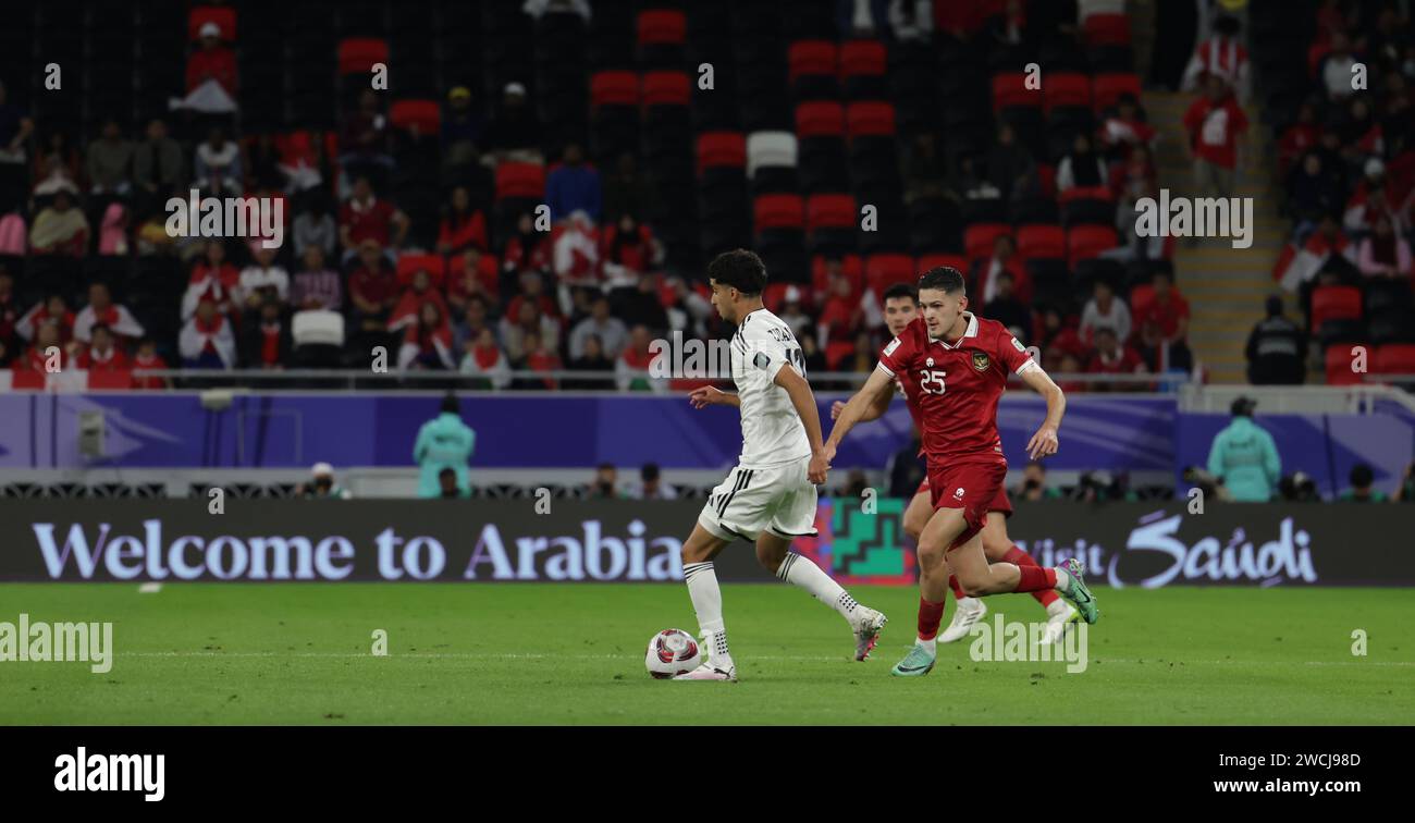 Qatar 15 gennaio 2024 - Zidane Iqbal dell'Iraq e Justin Hubner dell ...