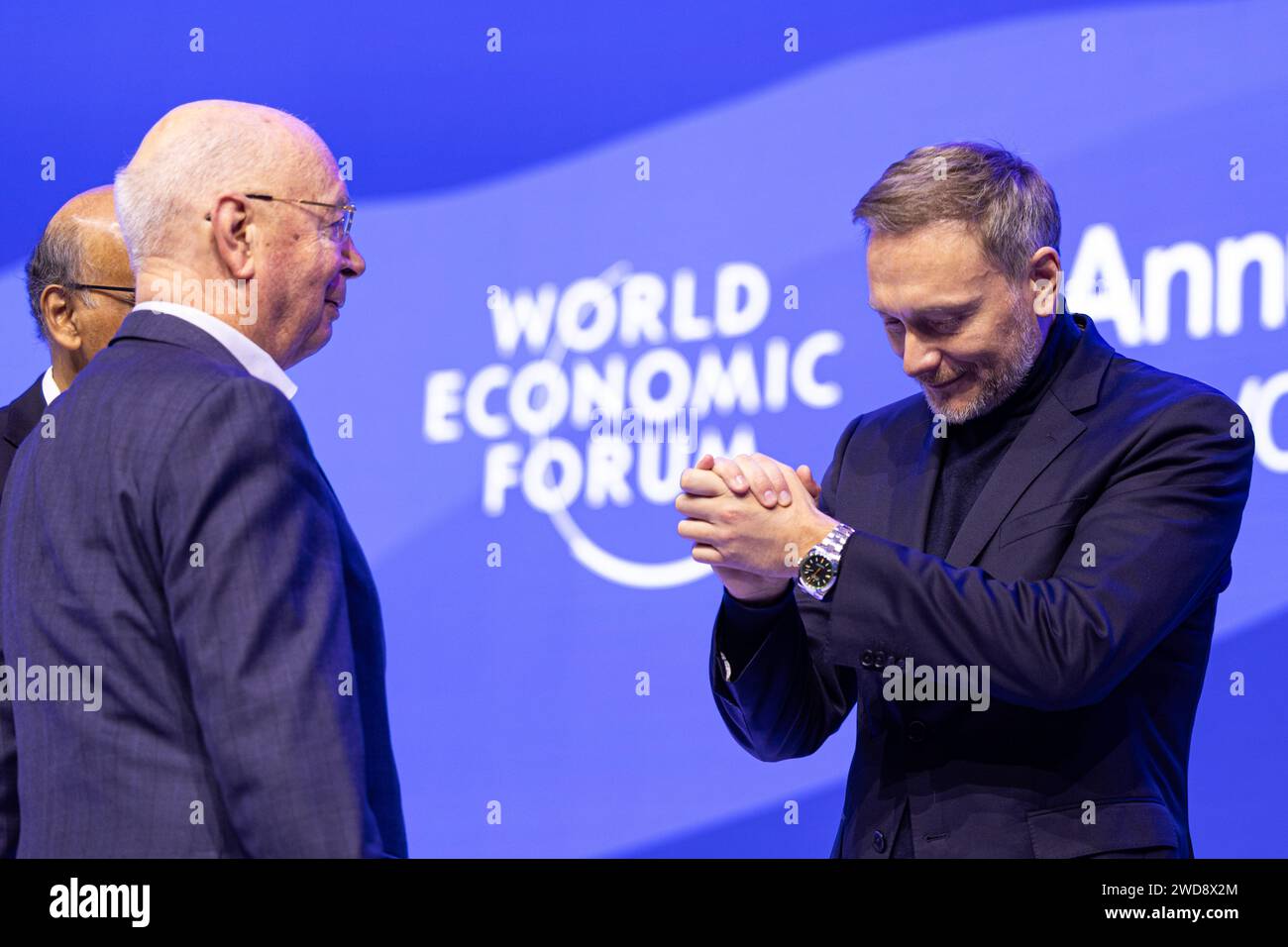 Davos, Svizzera. 19 gennaio 2024. Christian Lindner (FDP, r), ministro ...