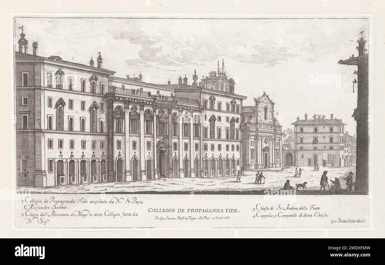 Palazzo di Propaganda Fide te Roma, Giovanni Battista fonda, stampa ...