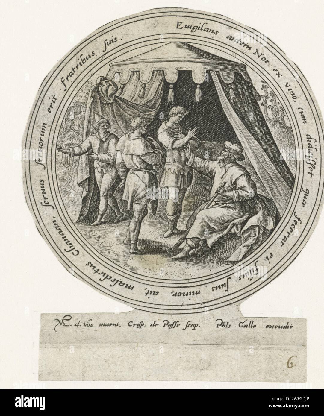 Noè maledice suo figlio Cham, Crispijn van de Passe (i), dopo Maerten ...