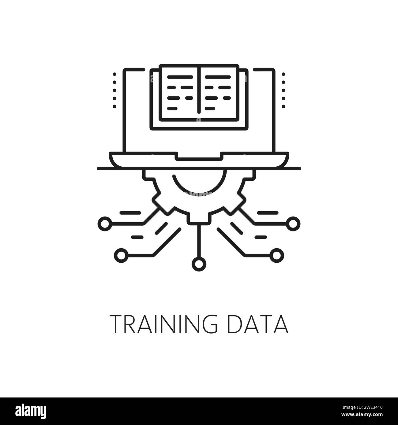 Dati di apprendimento automatico, icona dell'algoritmo di intelligenza ...