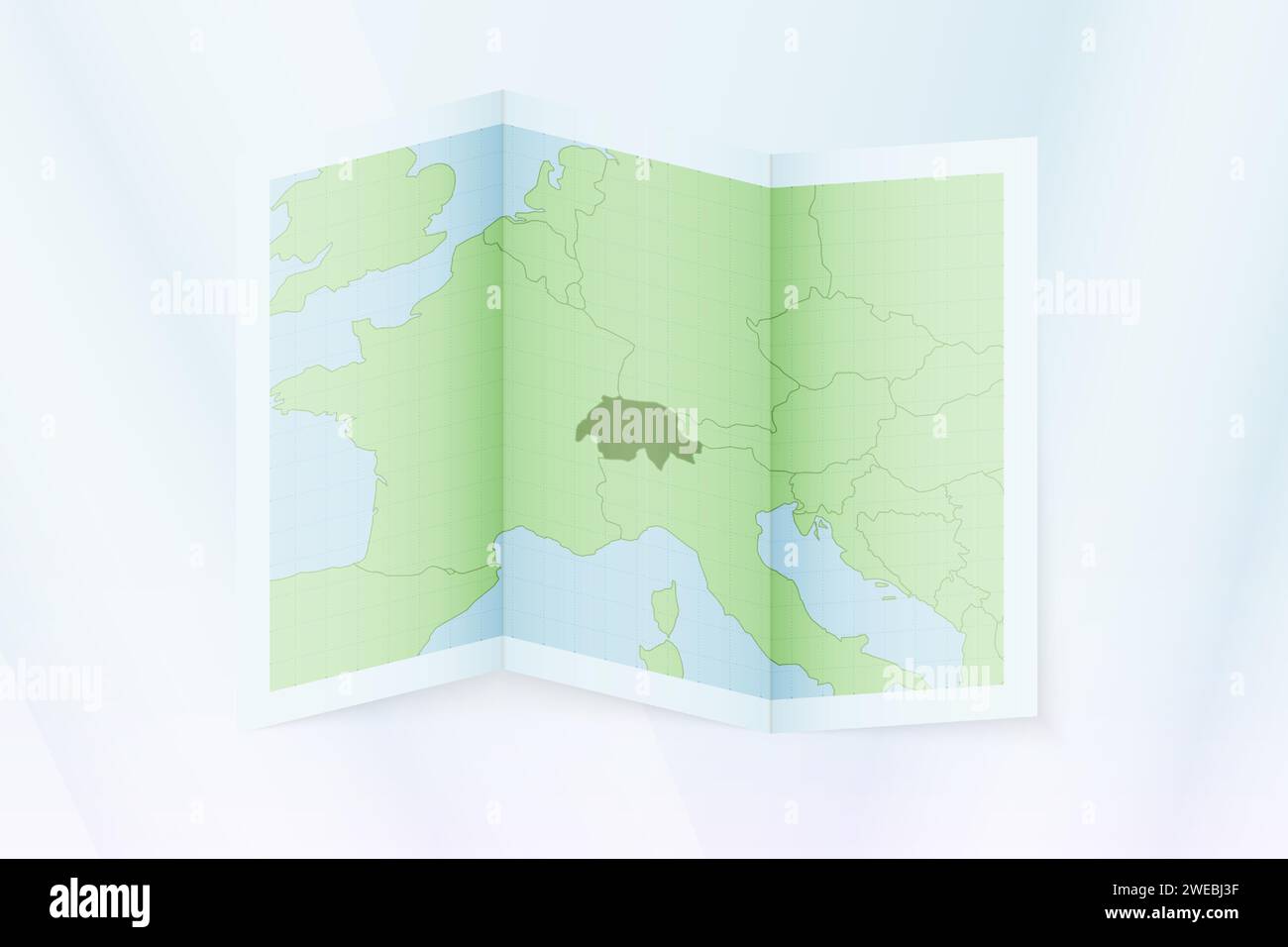 Mappa della Svizzera, carta piegata con mappa della Svizzera ...