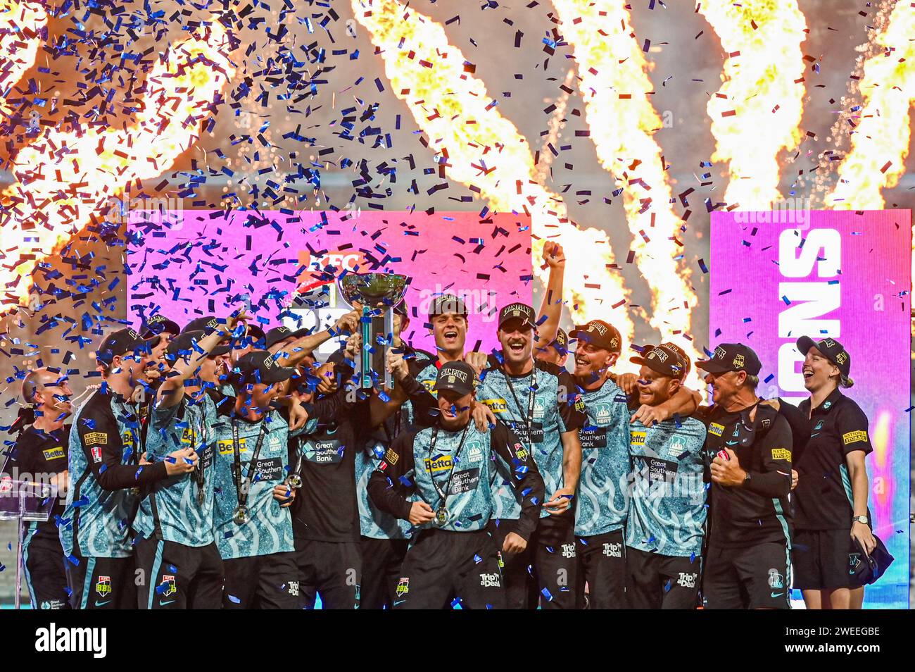 Sydney, Australia. 24 gennaio 2024. I Brisbane Heat festeggiano la ...