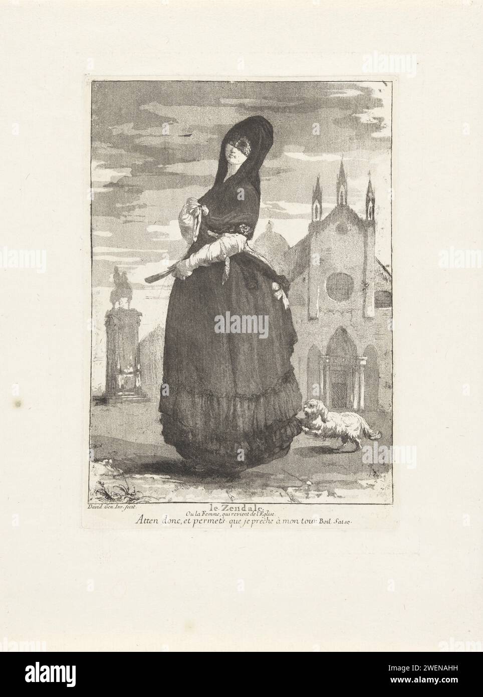 Donna con Zendale per una chiesa, 1775 stampa in costume veneziano, con ...