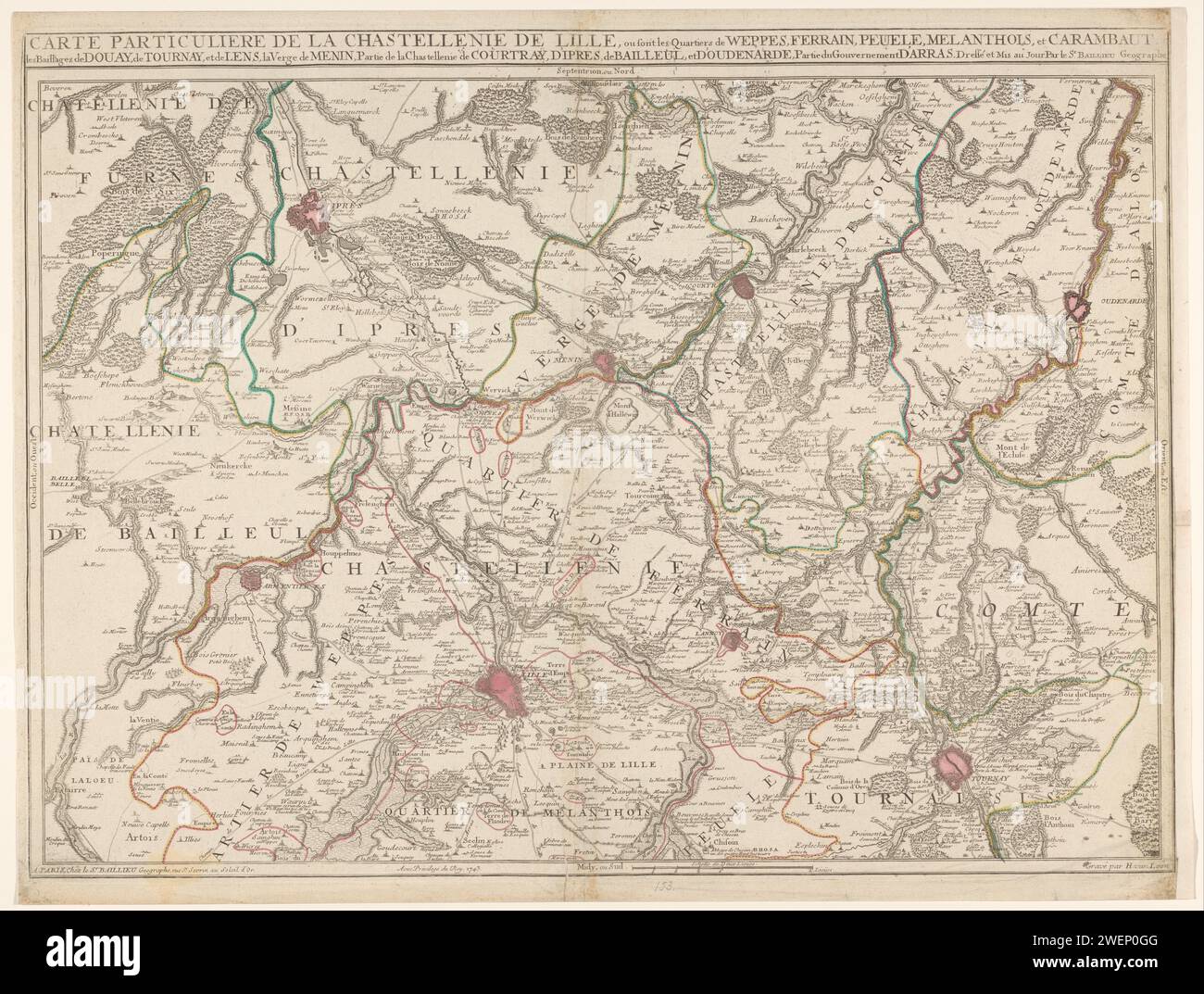 Mappa di Frans-Vlaanderen, Harmanus van Loon, 1743 Stampa mappa delle ...