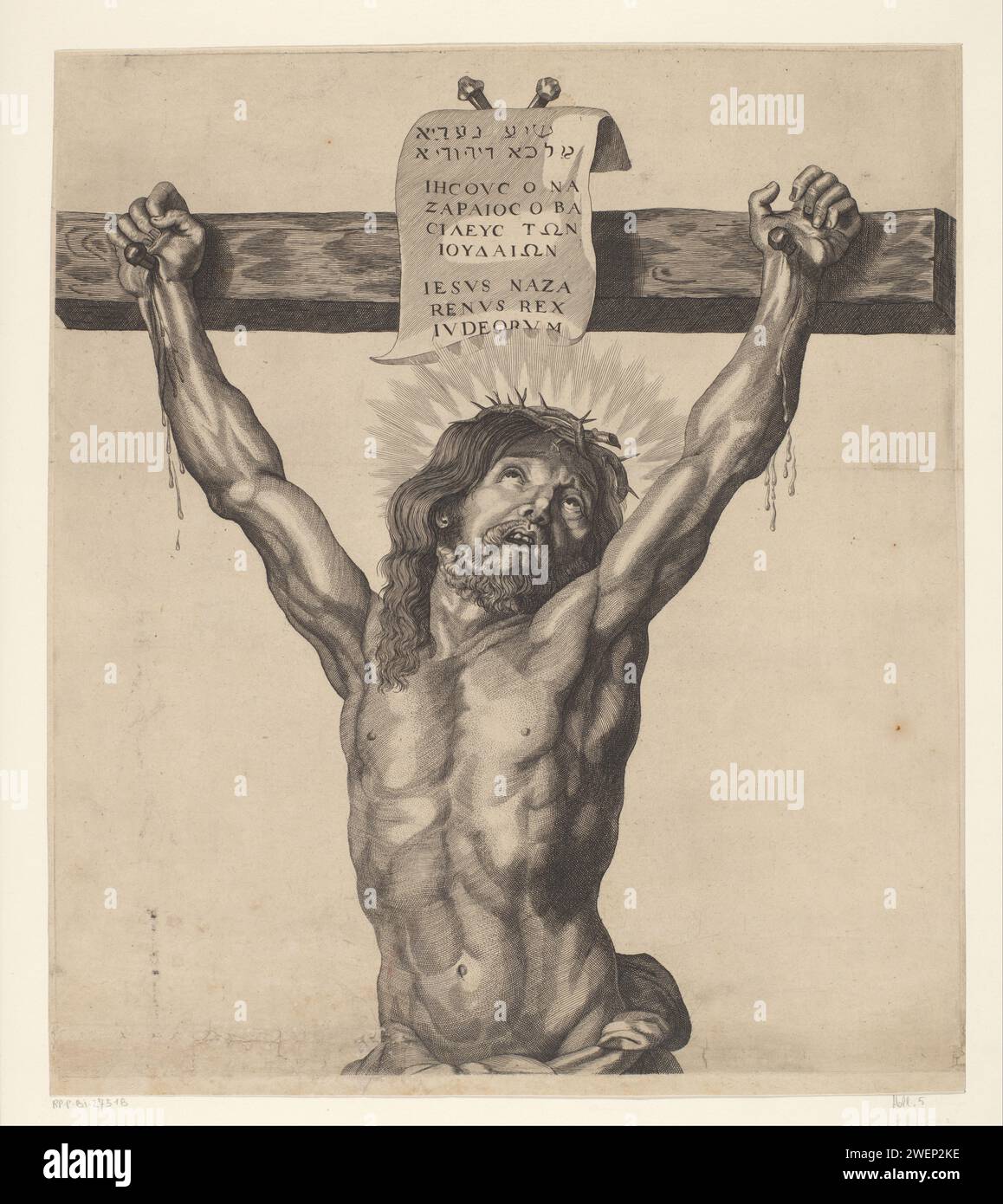 Cristo sulla Croce, stampa 1625 - 1670 Top plate. In primo piano dell ...