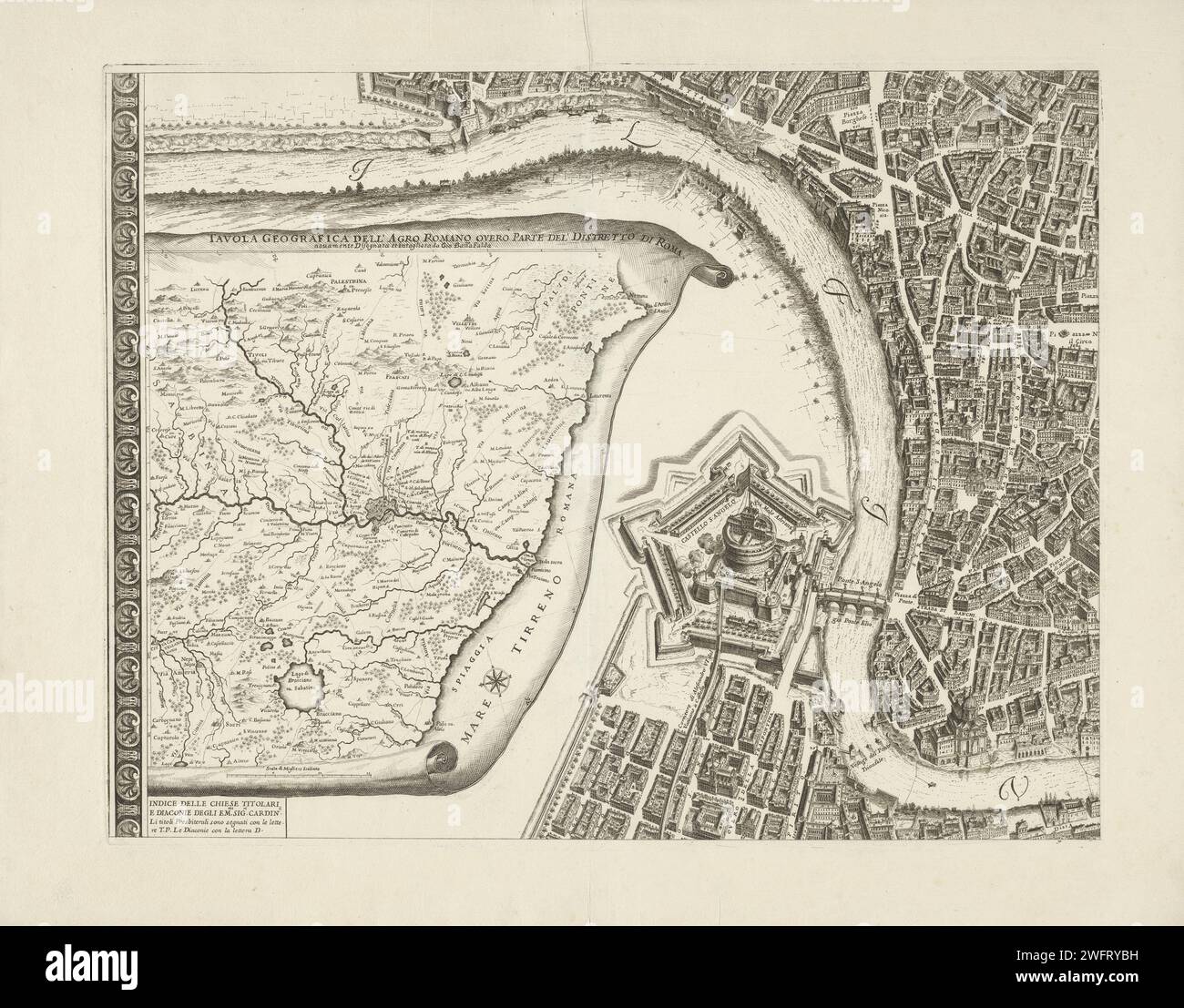 Mappa della città di Roma, Giovanni Battista Falda, 1676 stampa parte ...