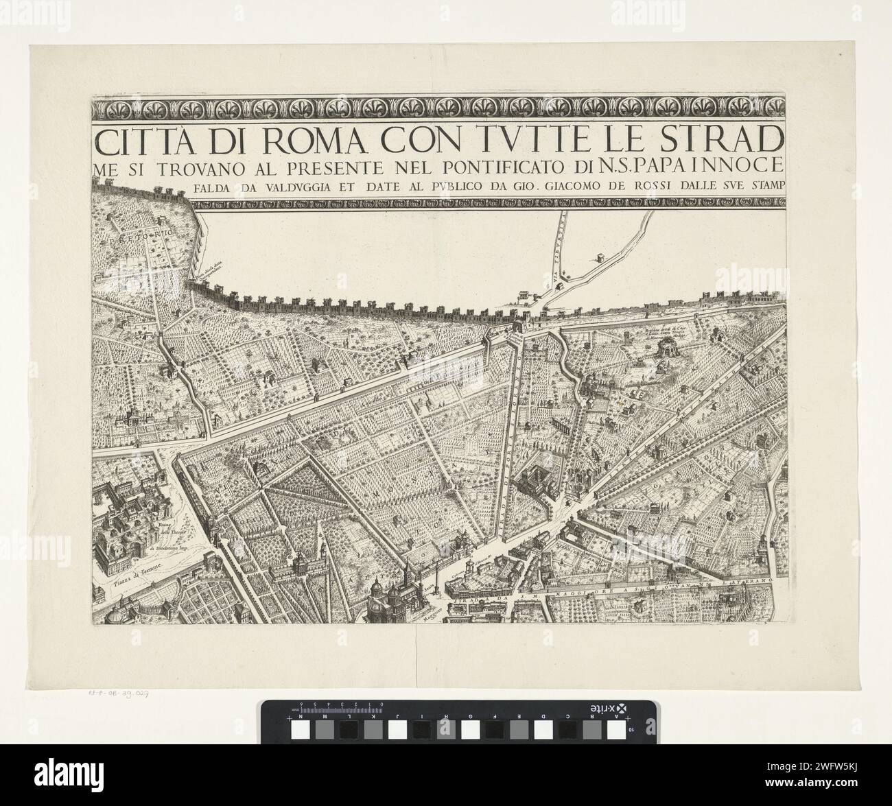 Mappa della città di Roma, Giovanni Battista Falda, 1676 stampa parte ...