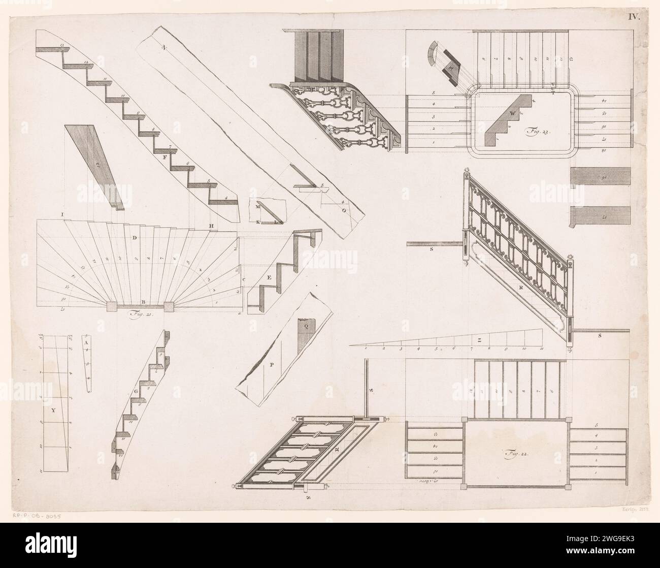 Disegni tecnici delle scale, Jan Schenk, dopo Tieleman van der Horst ...