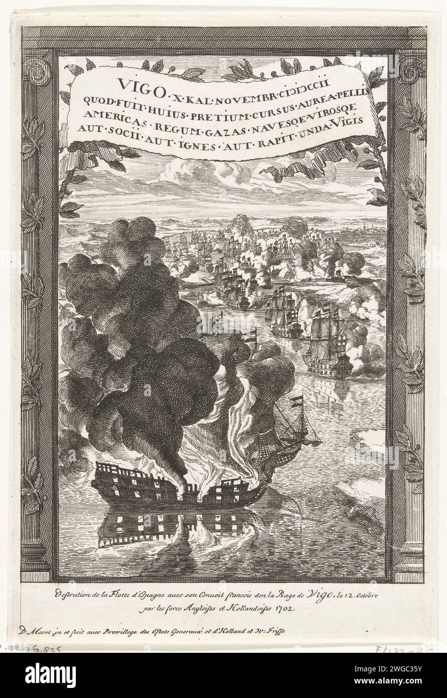 Panel with the Victory in Vigo, 1702, Daniël Marot (i), 1702 stampa ...