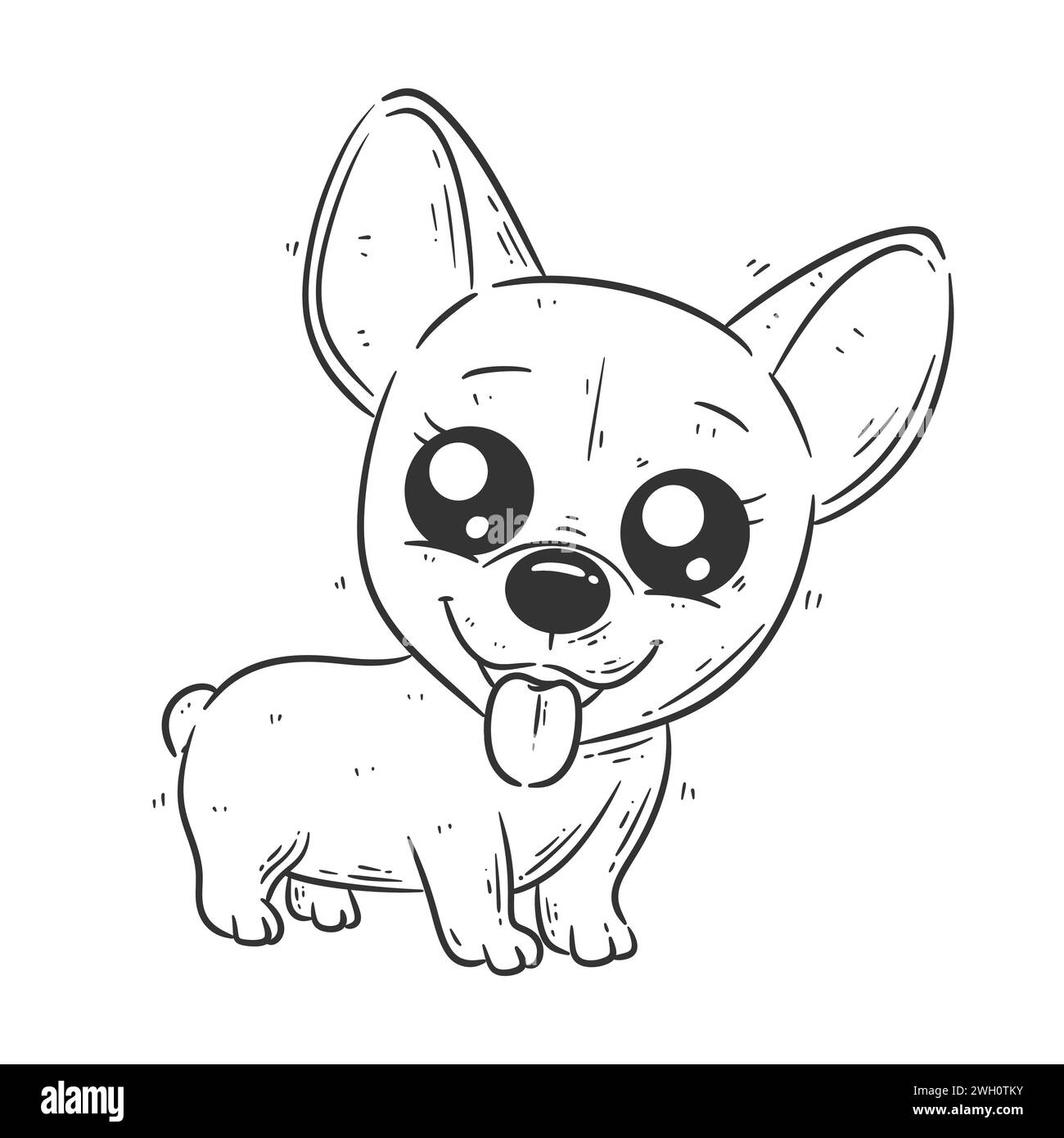 Disegno cane per colorare Foto e Immagini Stock in Bianco e Nero ...