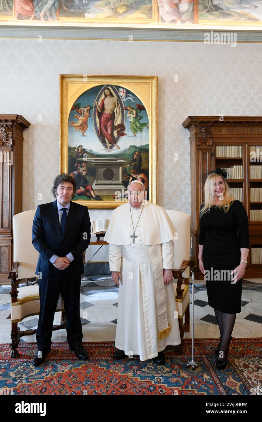 In this image distributed by Vatican Media, Argentine President Javier ...