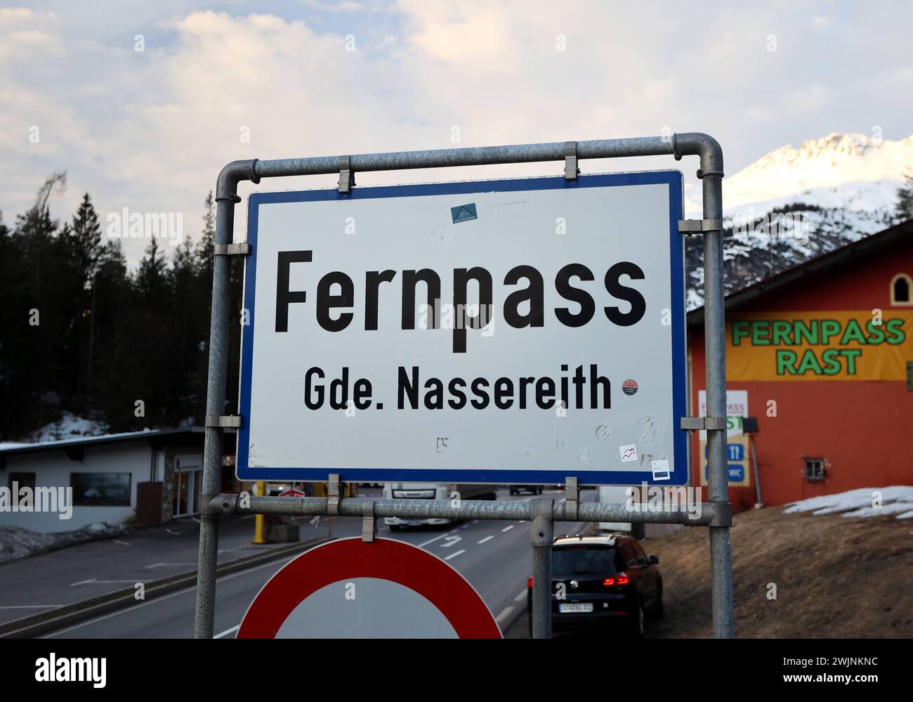 Fernpass, Tirolo, Österreich 16. Febbraio 2024: Hier der Blick auf das ...