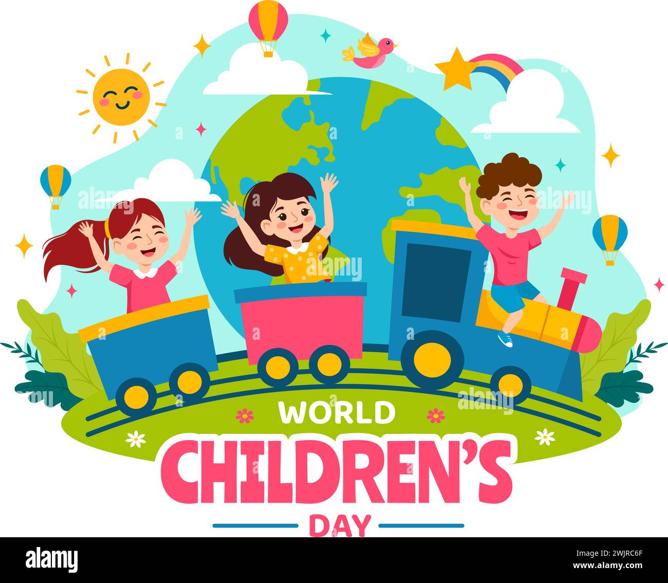 Fondo de día de los niños felices de dibujos animados de dibujo ...