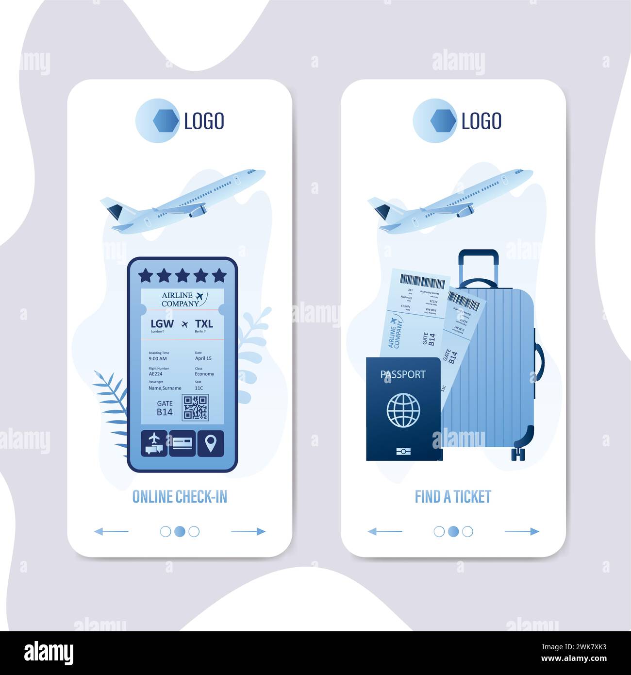 Check in online mobile Immagini Vettoriali Stock - Alamy