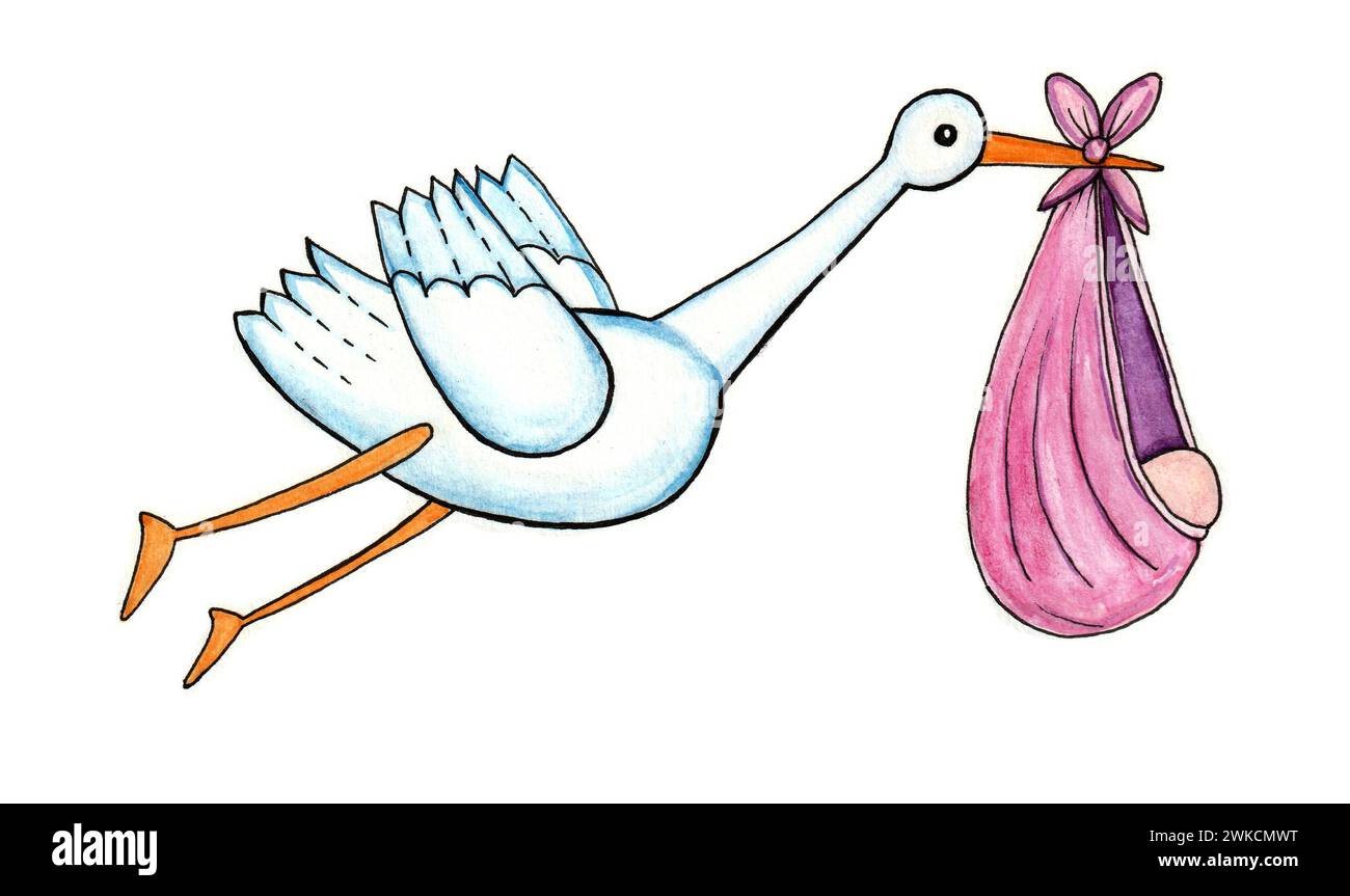 Una cicogna che porta un bambino immagini e fotografie stock ad alta ...