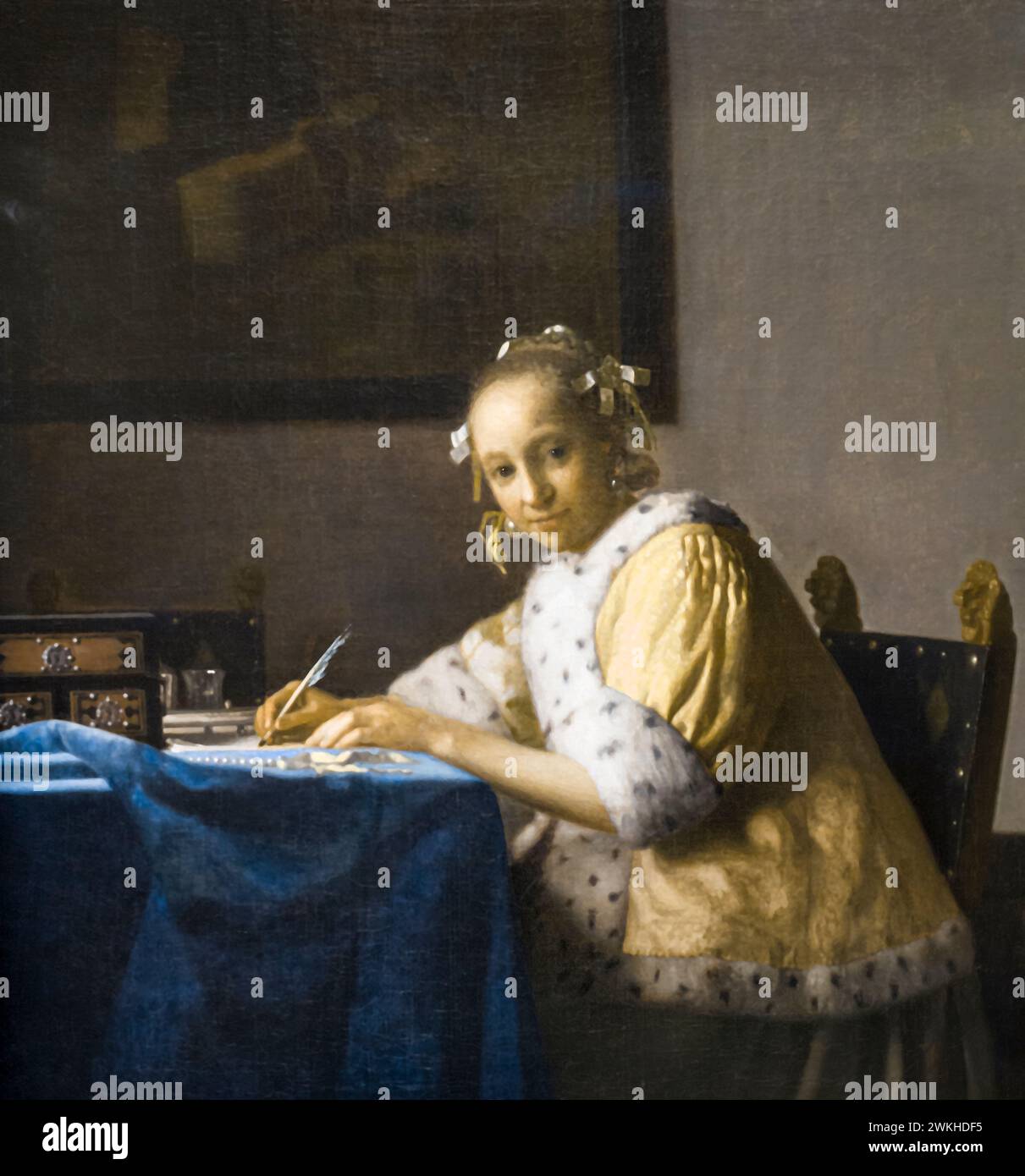 Art painting johannes vermeer lady writing national gallery of art ...