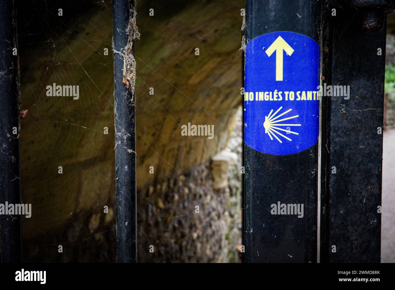 Cartello blu circolare con freccia bianca immagini e fotografie stock ...