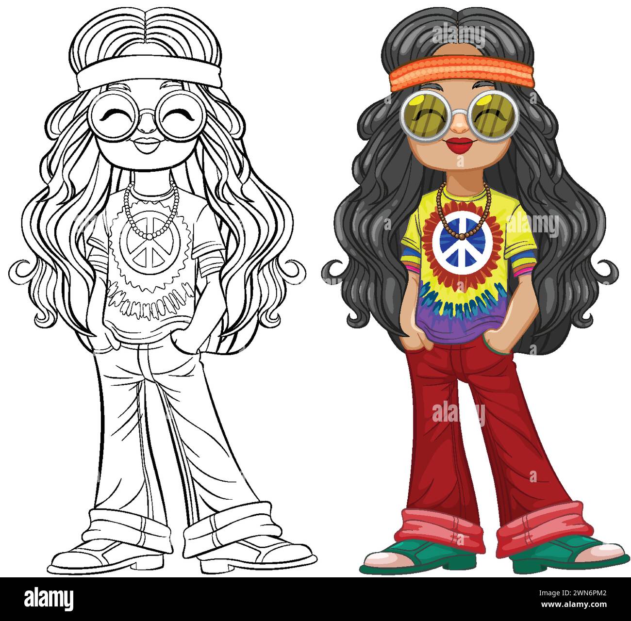 Disegni Di Arte Hippie Hippies Vettoriali, Illustrazioni E Clipart