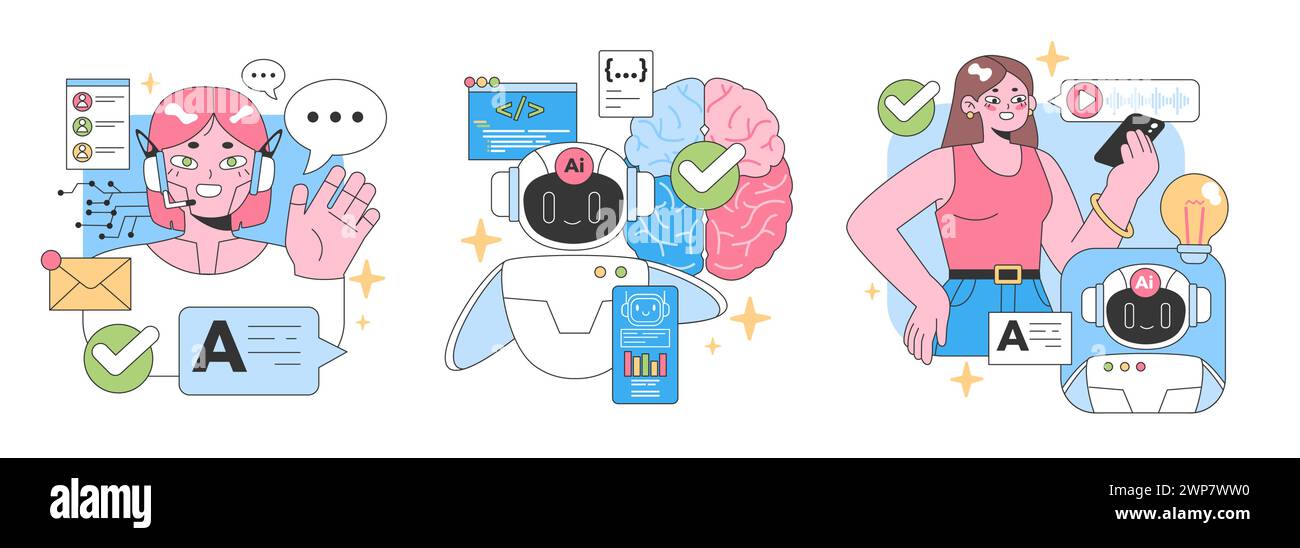 Set Virtual Assistant. La donna interagisce con la tecnologia dell ...