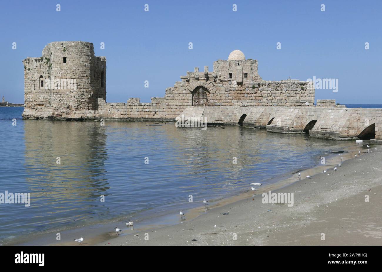Saida, Libano. 5 marzo 2024. Vista del Castello del Mare dei Crociati a ...