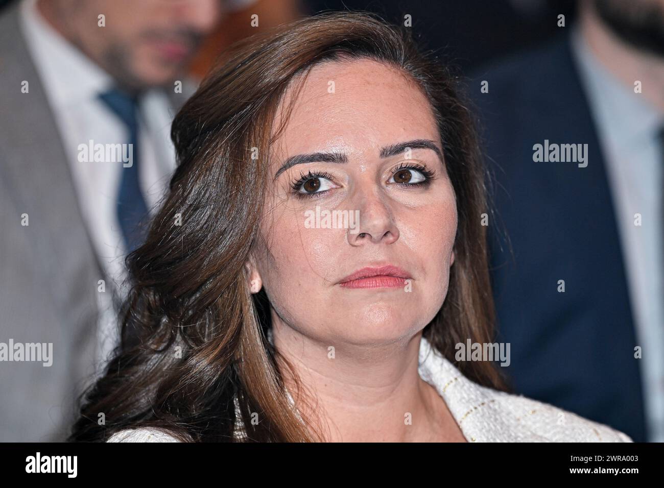 Parigi, Francia. 10 marzo 2024. Sarah Knafo alla riunione di lancio ...