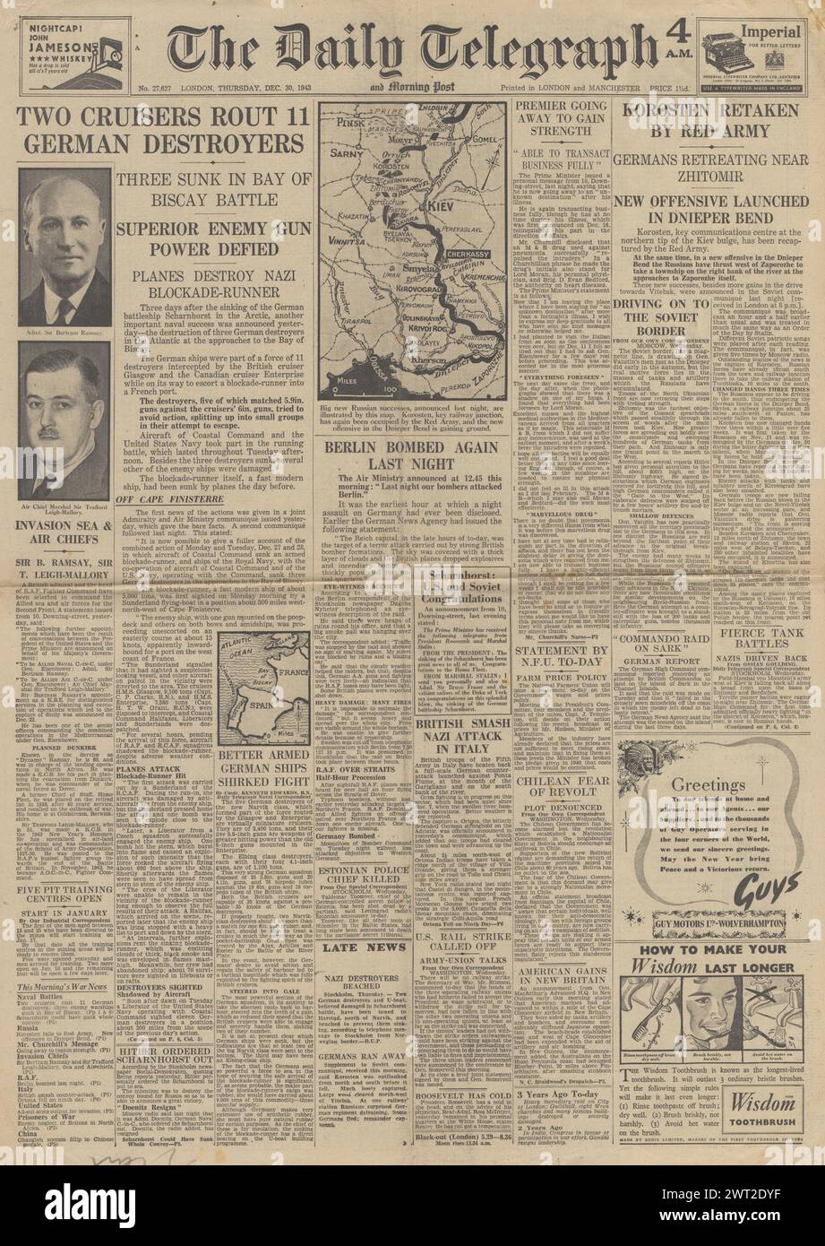 1943 la prima pagina del Daily Telegraph riportava la ricattura dell ...