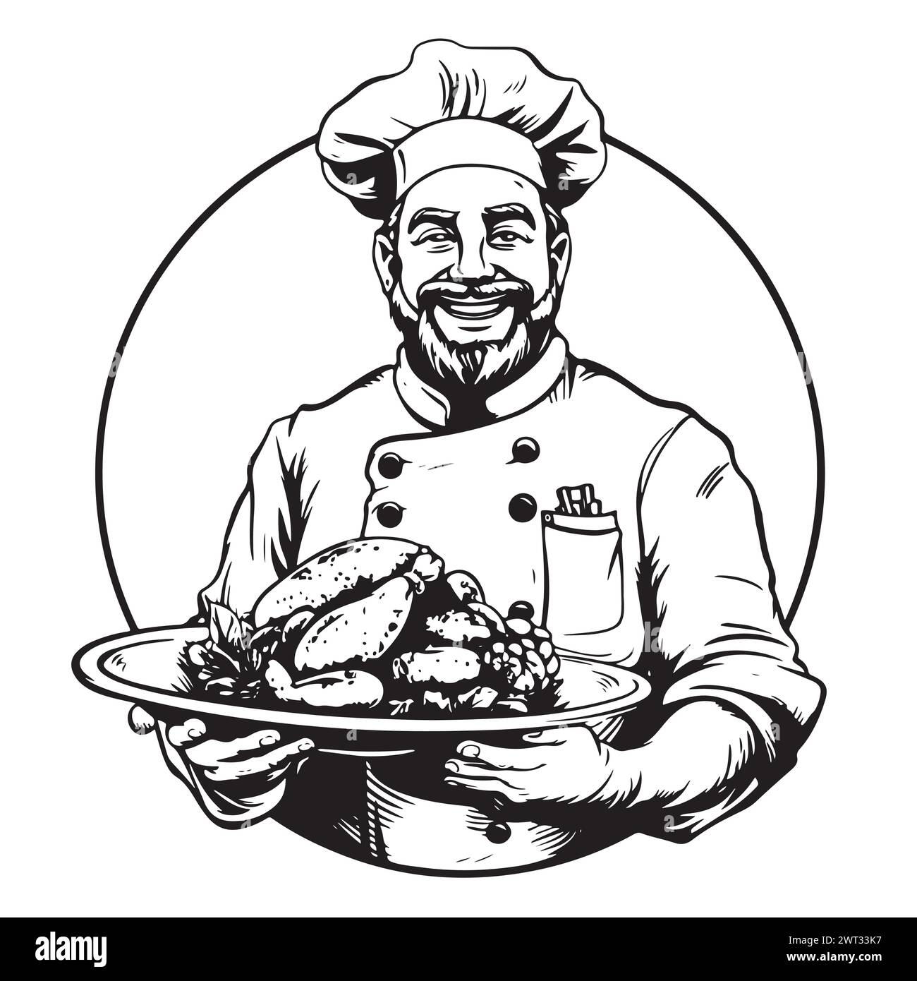 Chef cuoco pranzo design uomo grasso servizio ristorante immagini e ...