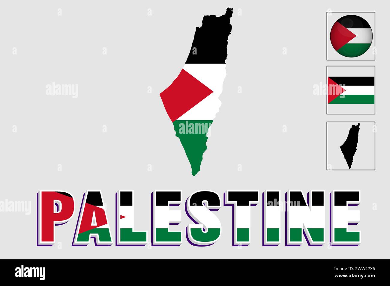 Bandiera e mappa della palestina Immagini Vettoriali Stock - Alamy