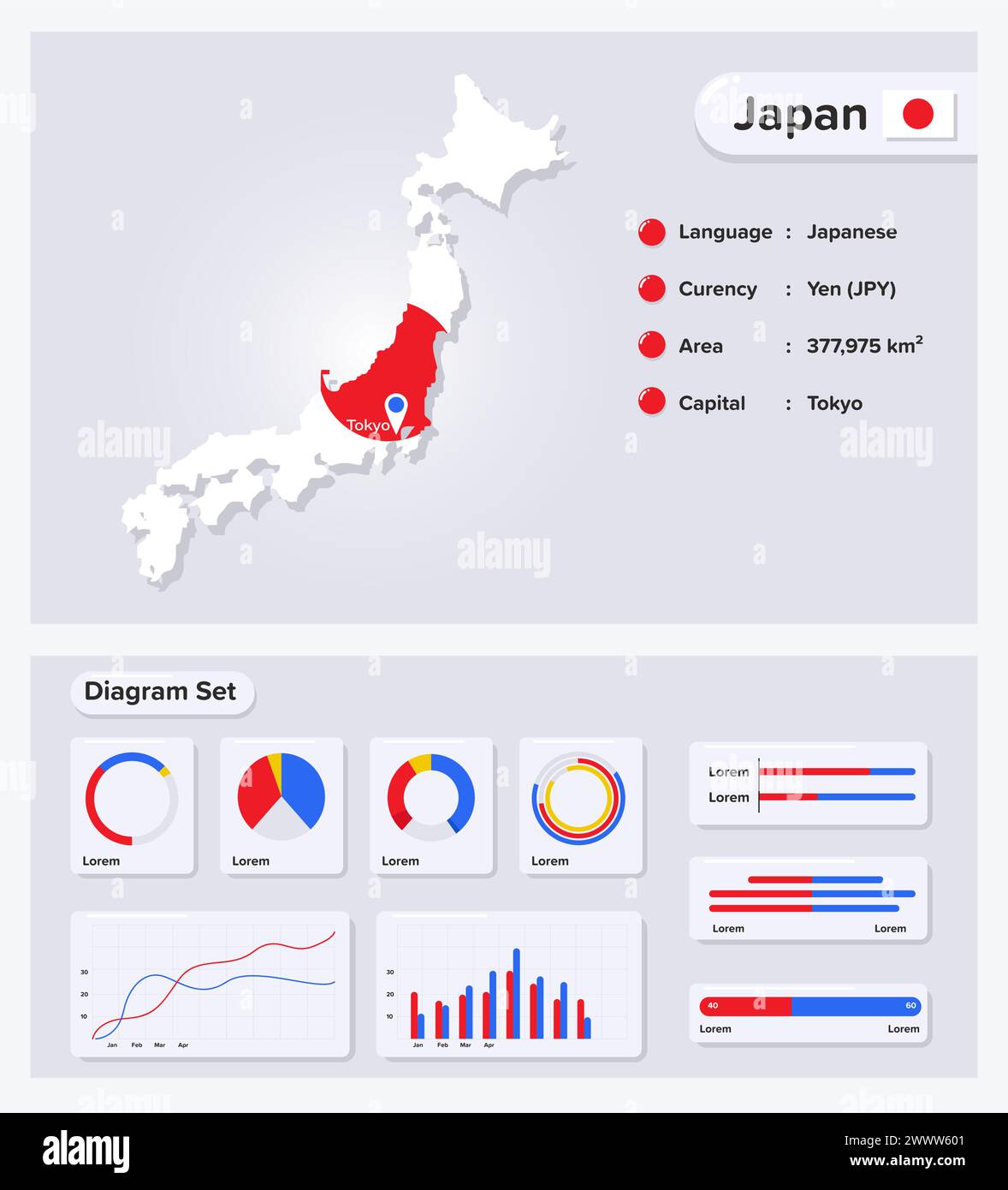 Japan map flag Immagini Vettoriali Stock - Alamy