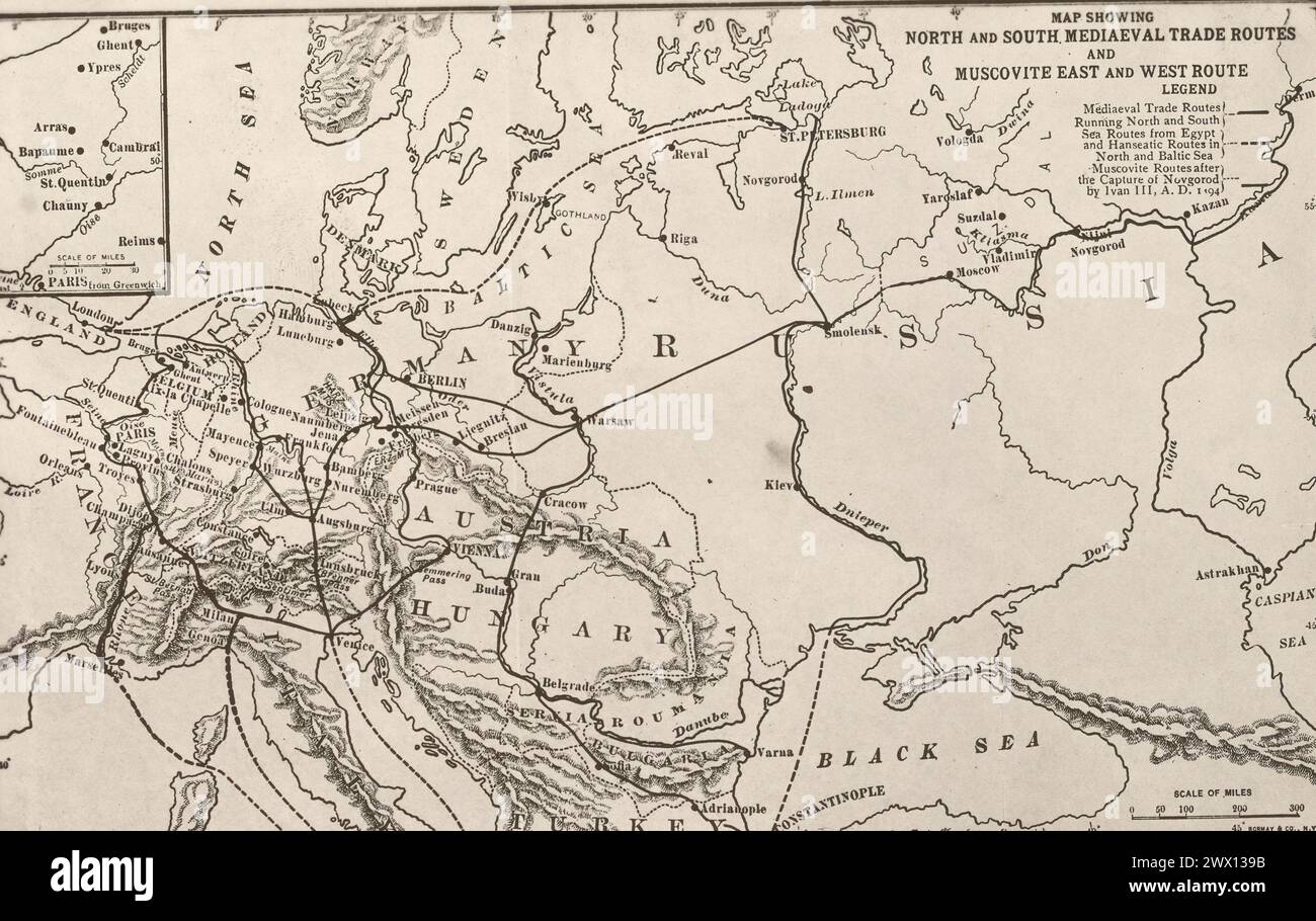 Mappa delle rotte commerciali medievali immagini e fotografie stock ad ...