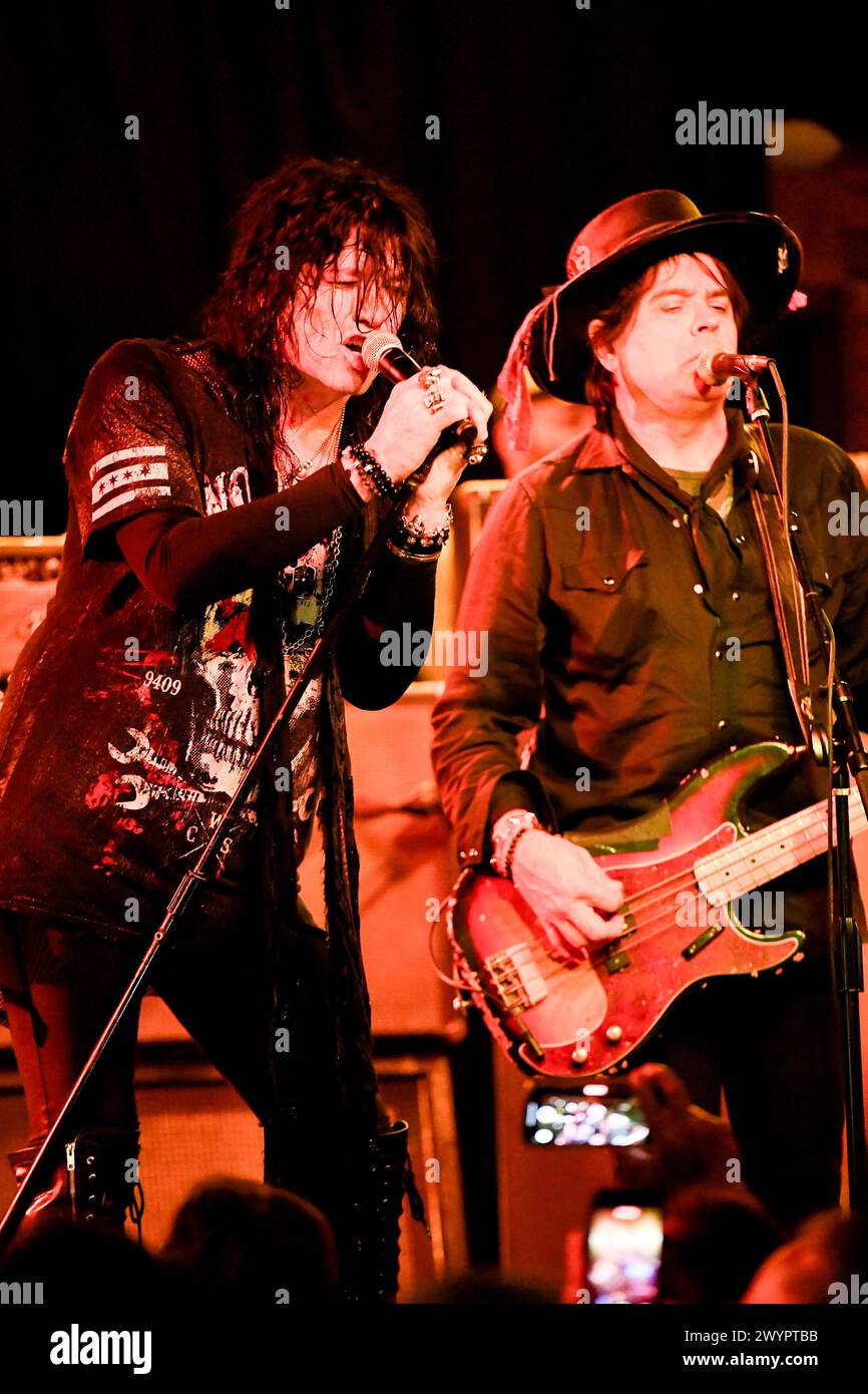 7 aprile 2024, Corona, CA, USA: Billy Mercer base Guitar e Tom Keifer ...