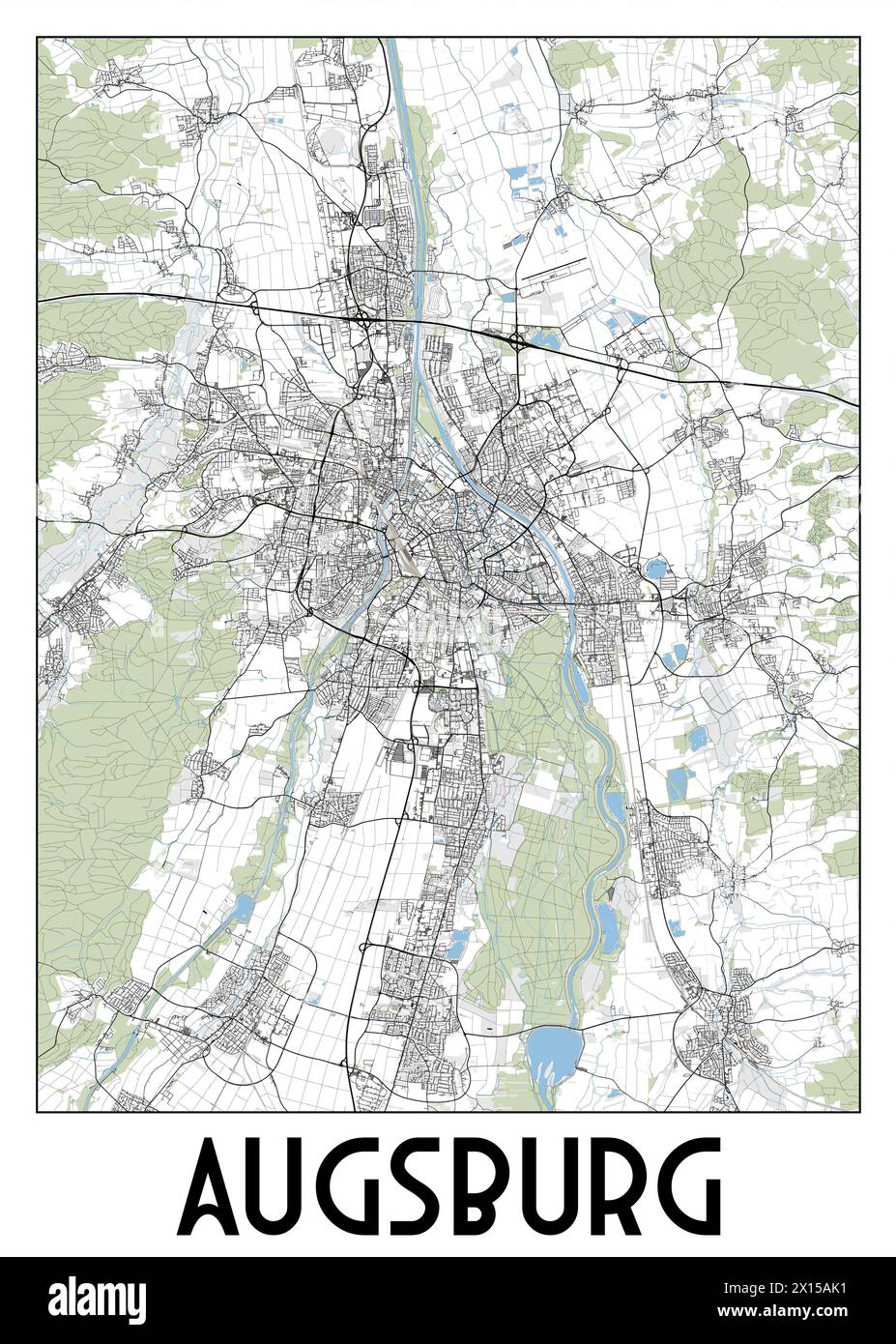 Augsburg map Immagini Vettoriali Stock - Alamy