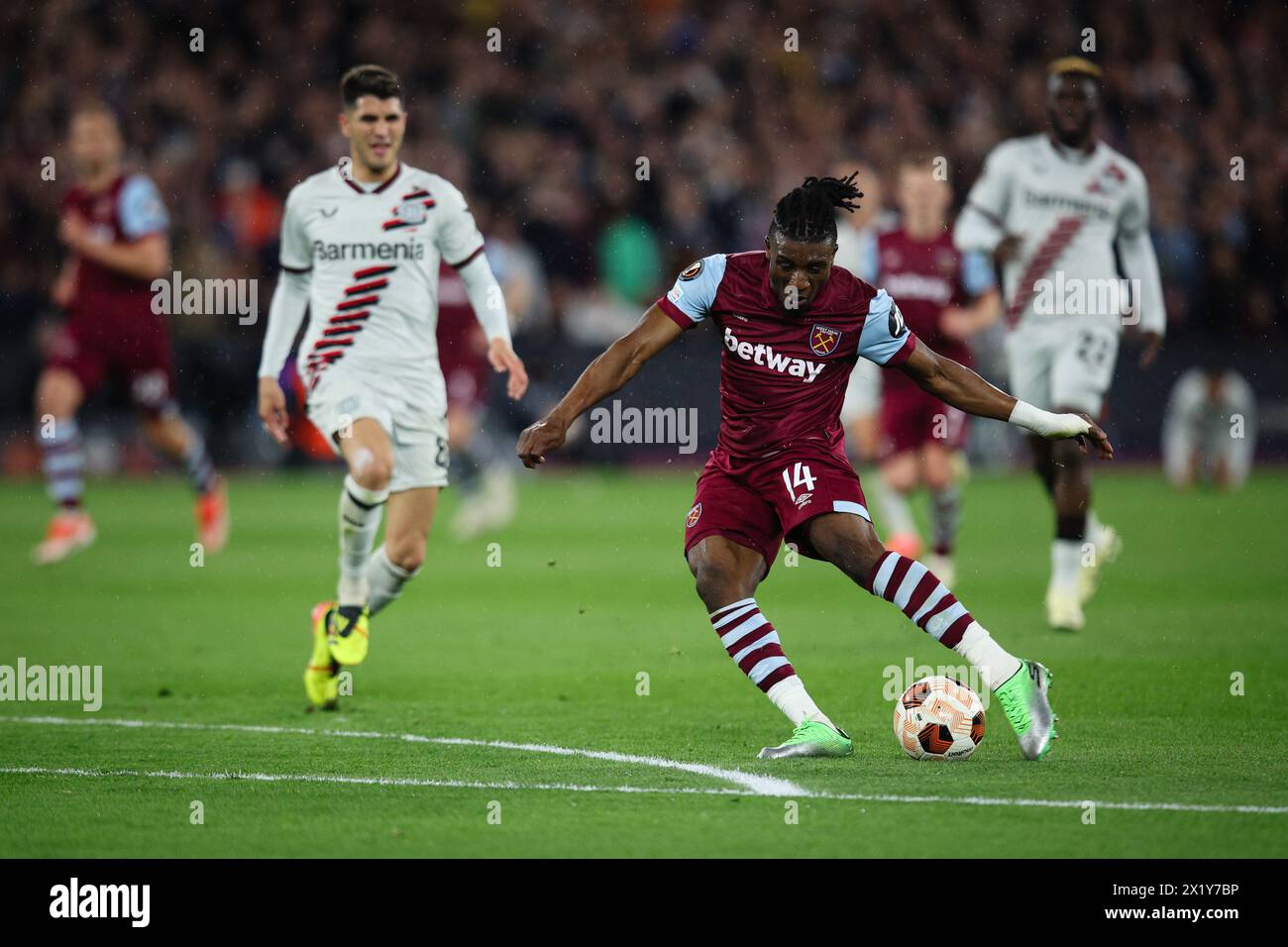 LONDRA, Regno Unito - 18 aprile 2024: Mohammed Kudus del West Ham ...