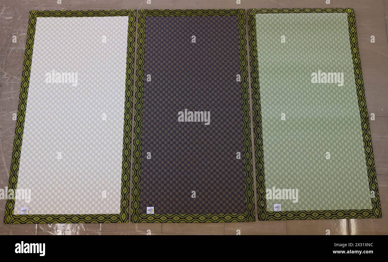 A photo shows tatami mats for Muslims pray in Kyoto City, Kyoto ...