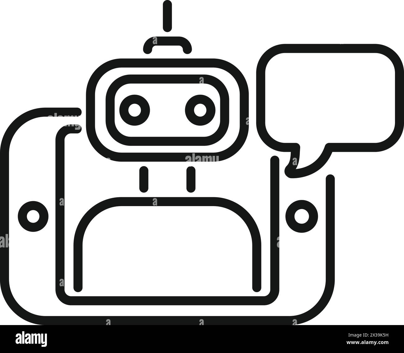 L'icona di un bot online intelligente delinea il vettore. Audio della ...