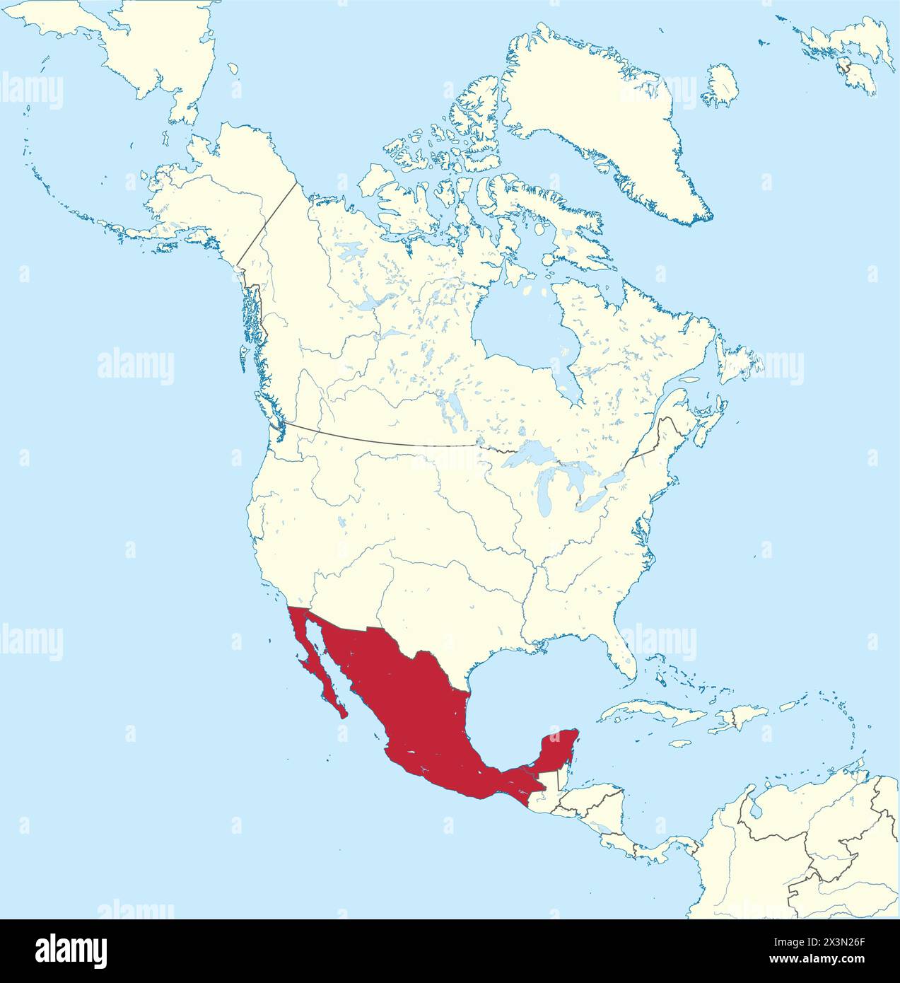 Mapa del continente americano del norte immagini e fotografie stock ad ...