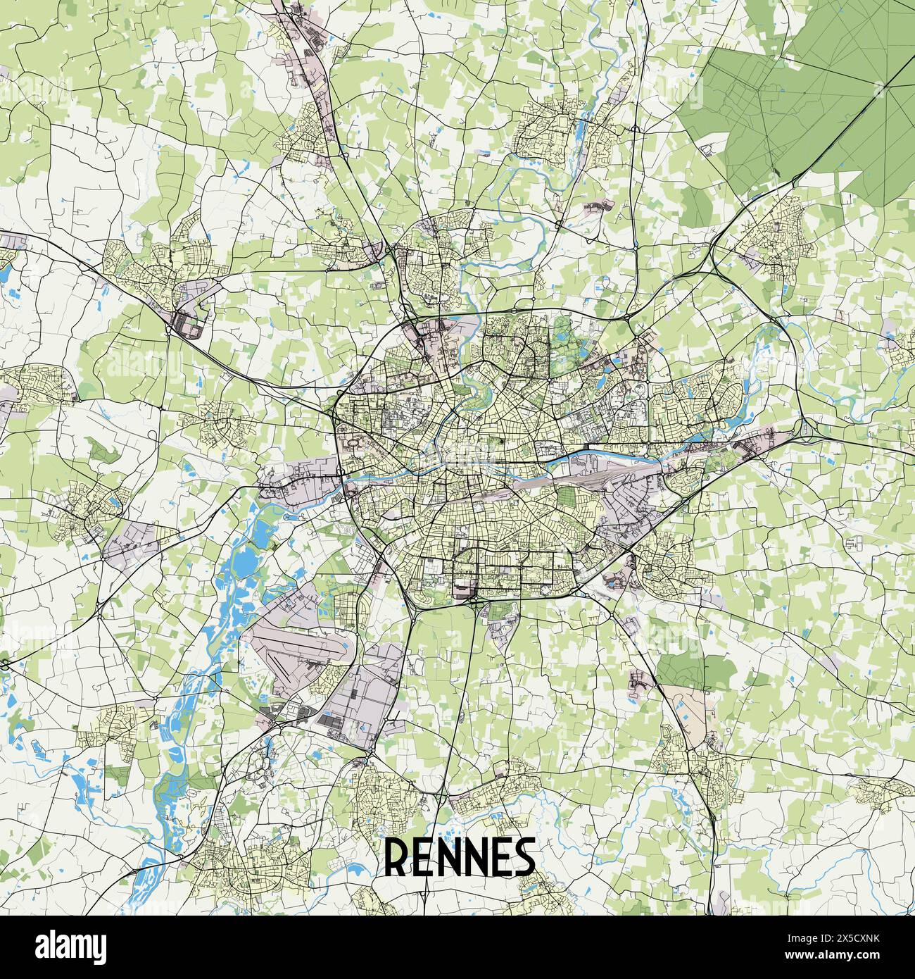 Rennes map Immagini Vettoriali Stock - Alamy