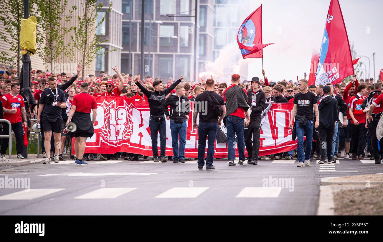 Copenaghen, Danimarca. 09 maggio 2024. I tifosi di Silkeborg SE si ...