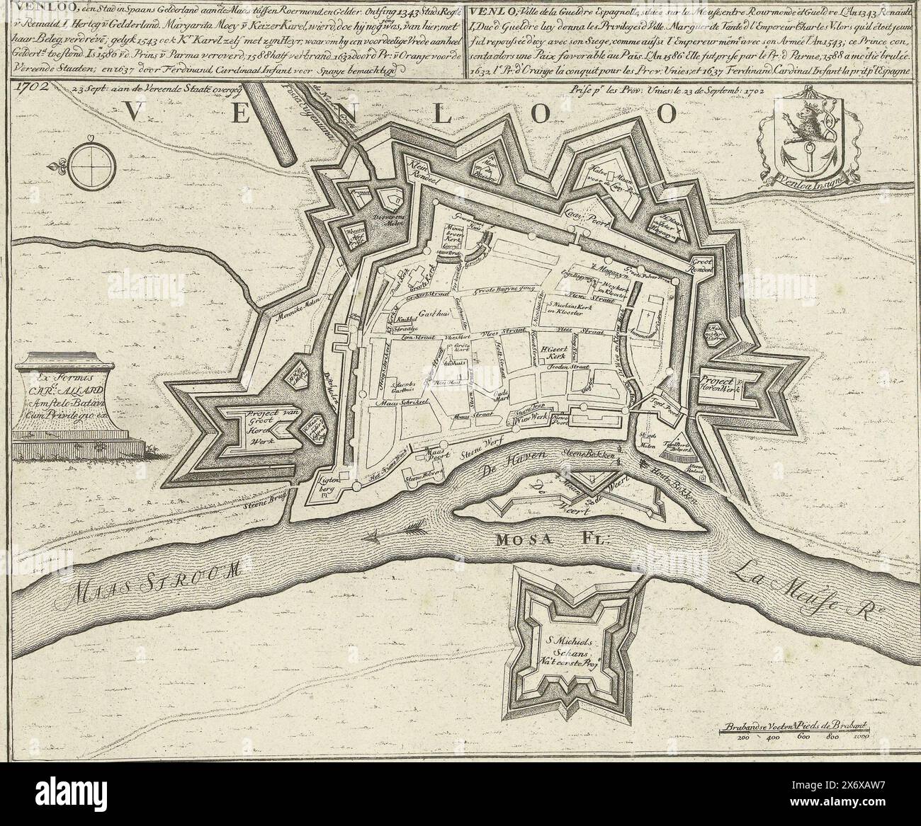 Mappa di Venlo, ca. 1701-1713, Venloo, una città della Gheldria ...
