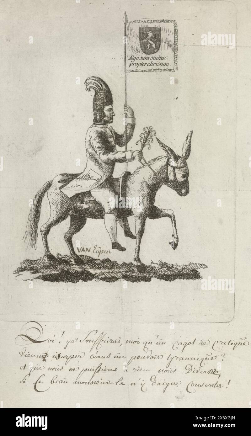 Jester con uno striscione su un asino, Brabant Revolution, 1787-1790 ...