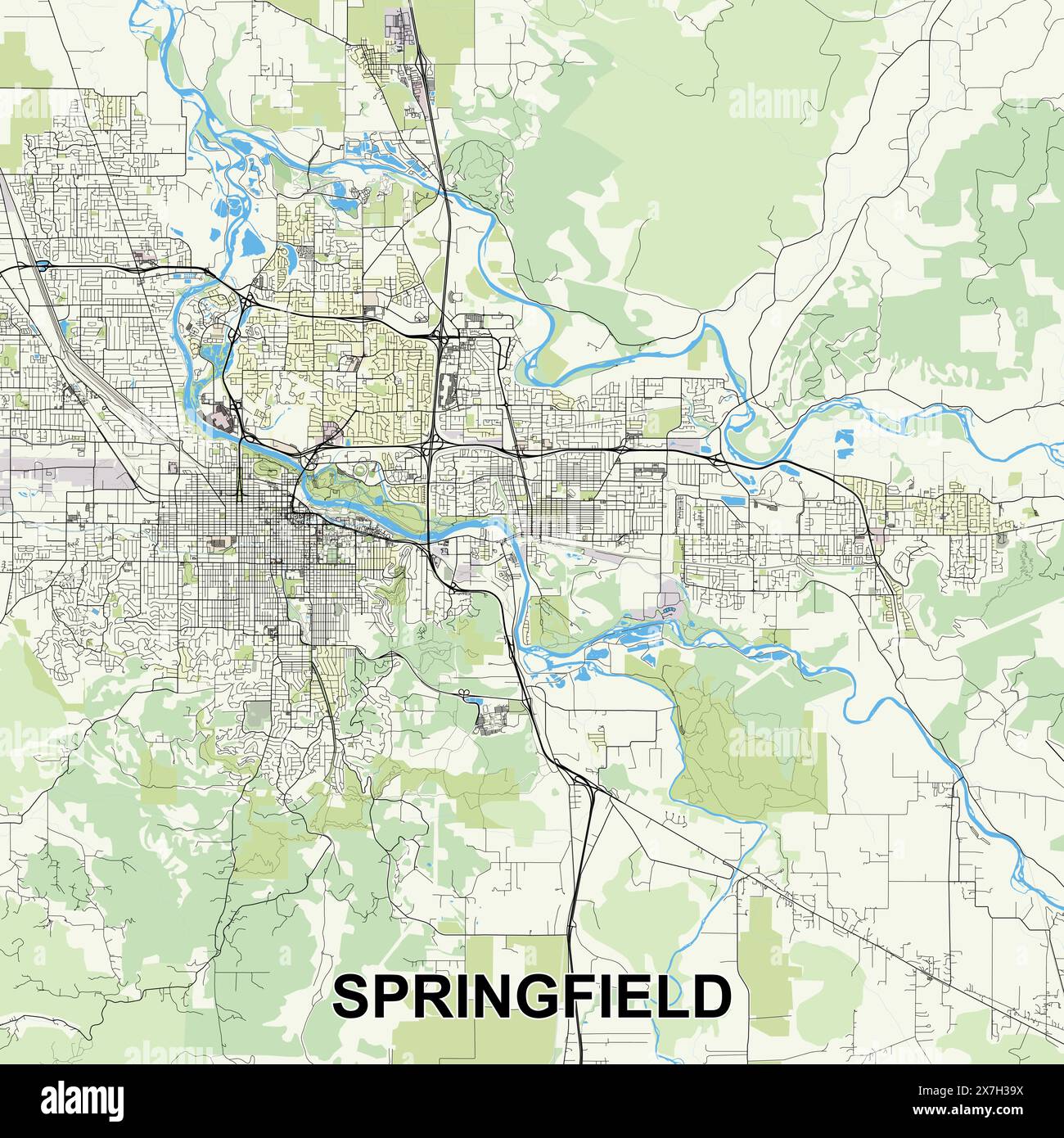 Mappa dell'oregon di springfield Immagini Vettoriali Stock - Alamy