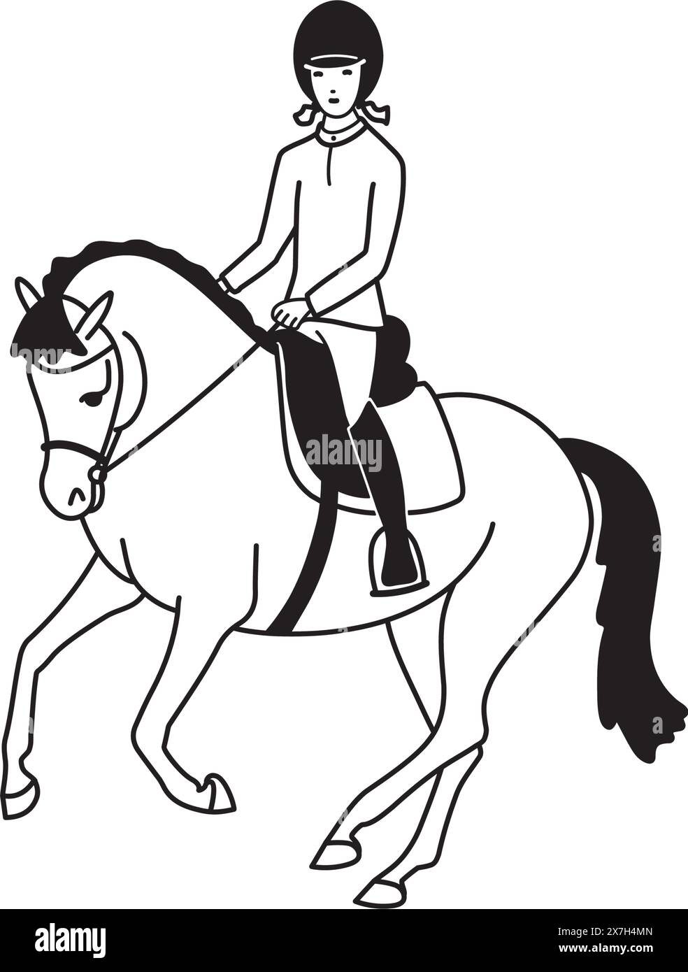 Ragazza che cavalca un pony Foto e Immagini Stock in Bianco e Nero - Alamy